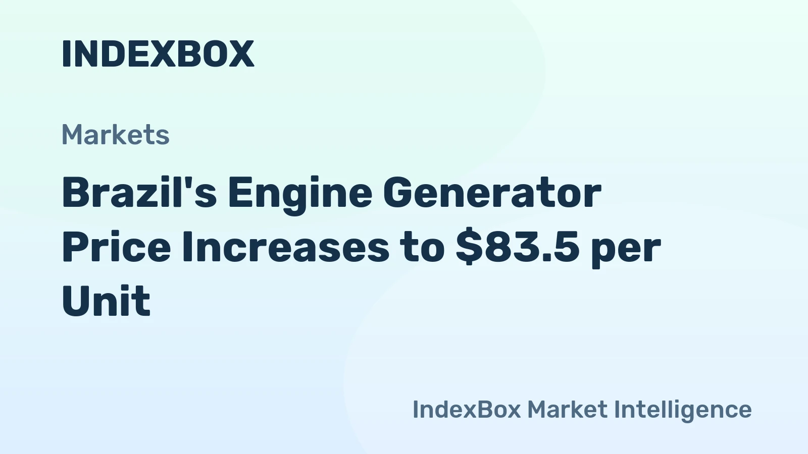 Brazil's Engine Generator Price Increases to $83.5 per Unit
