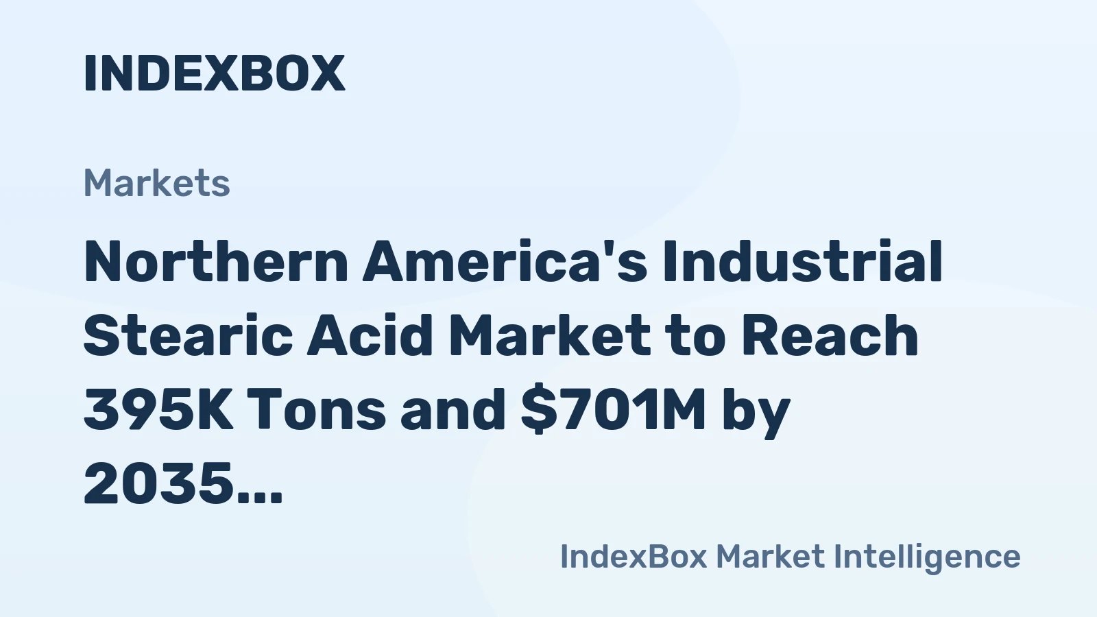 Northern America's Industrial Stearic Acid Market to Reach 395K Tons and $701M by 2035