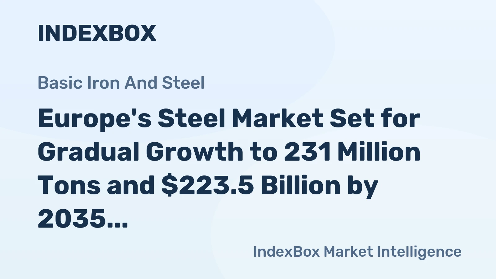 Europe's Steel Market Set for Gradual Growth to 231 Million Tons and $223.5 Billion by 2035