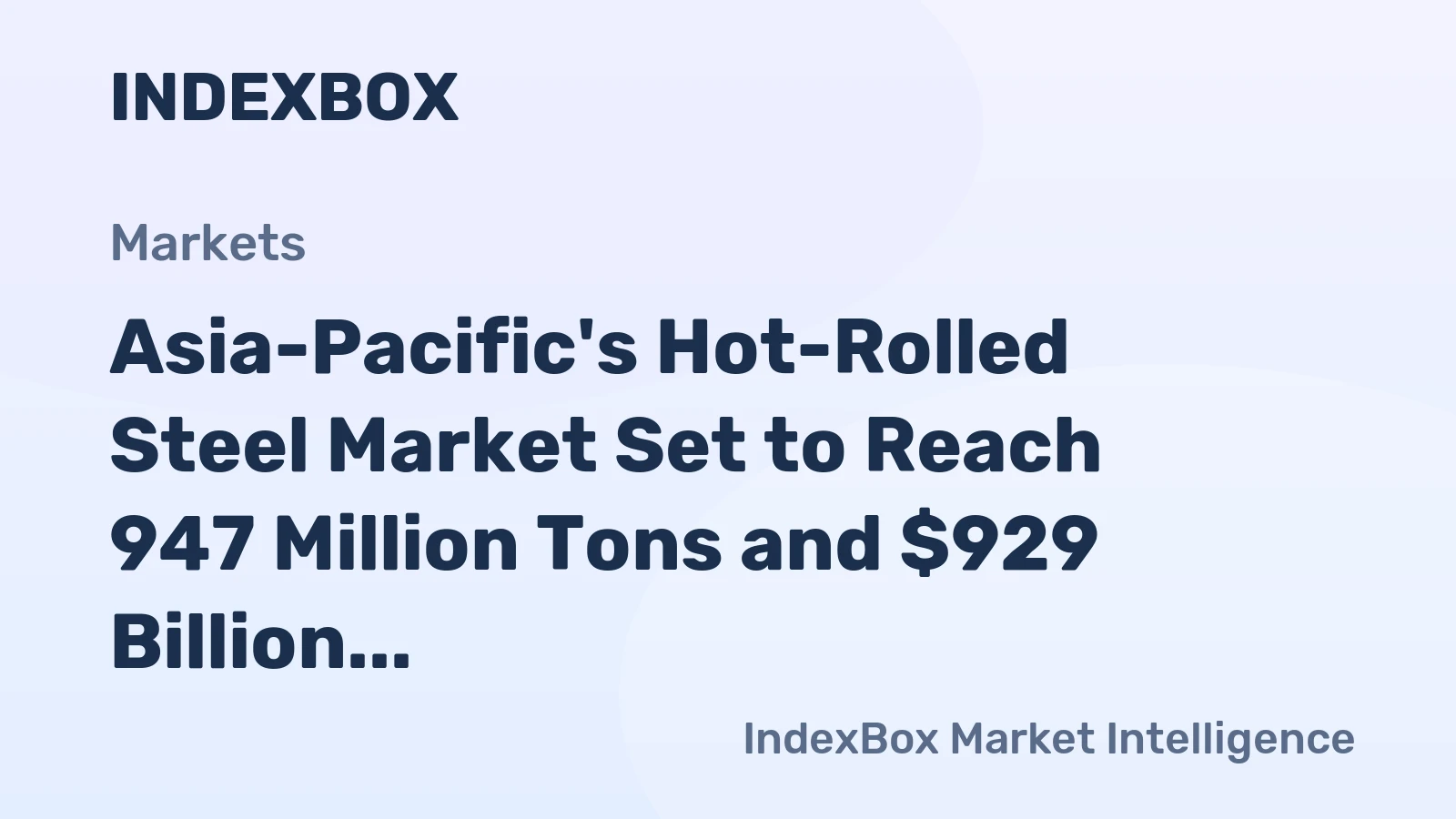 Asia-Pacific's Hot-Rolled Steel Market Set to Reach 947 Million Tons and $929 Billion by 2035
