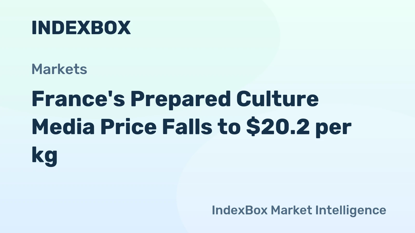 France's Prepared Culture Media Price Falls to $20.2 per kg