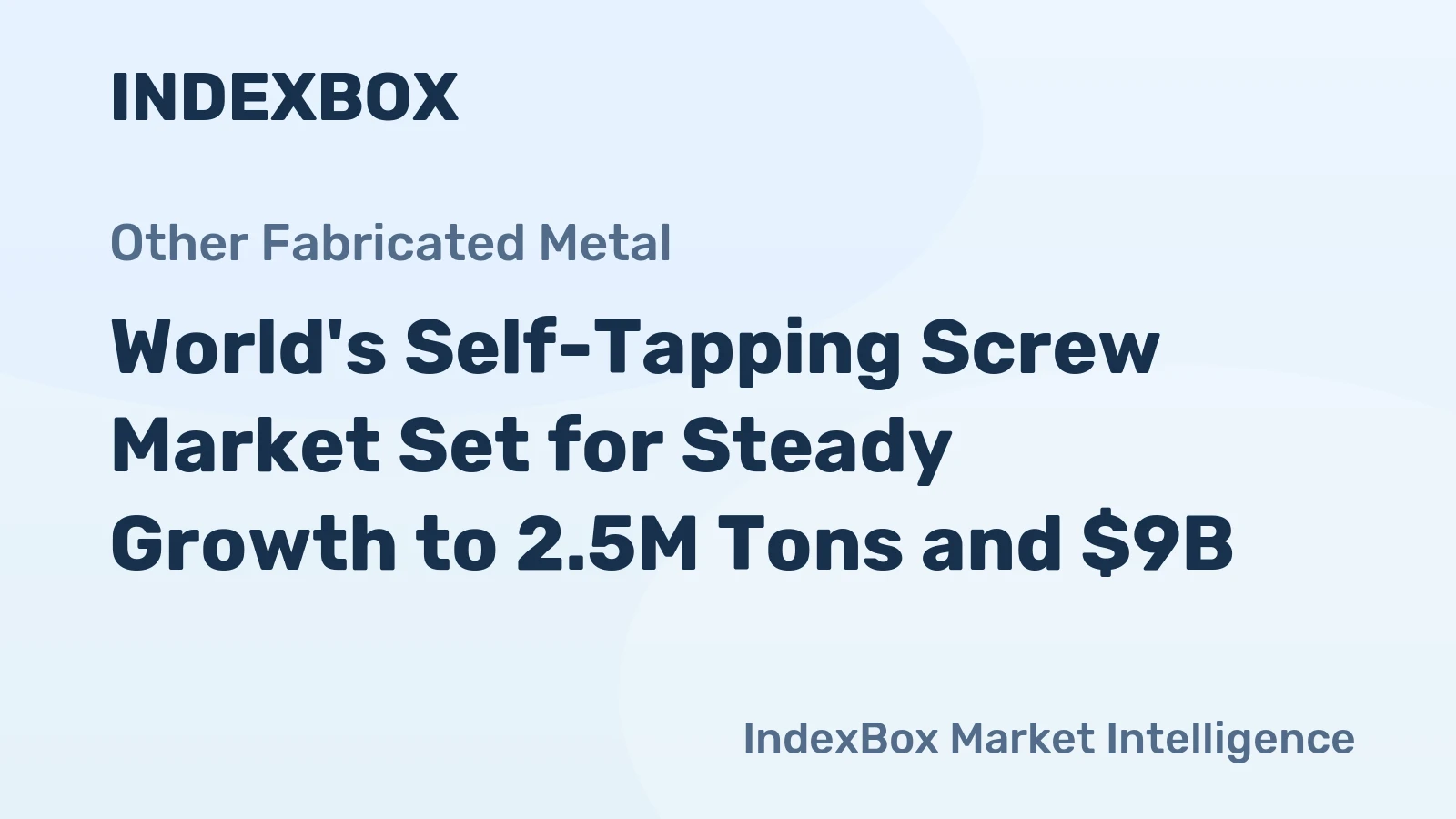 World's Self-Tapping Screw Market Set for Steady Growth to 2.5M Tons and $9B