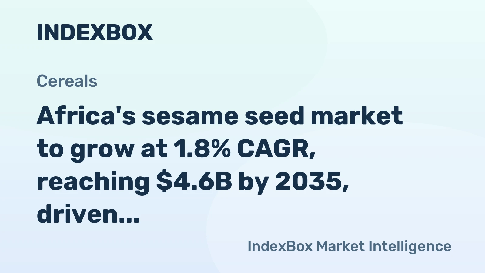 Africa's sesame seed market to grow at 1.8% CAGR, reaching $4.6B by 2035, driven by rising regional demand.