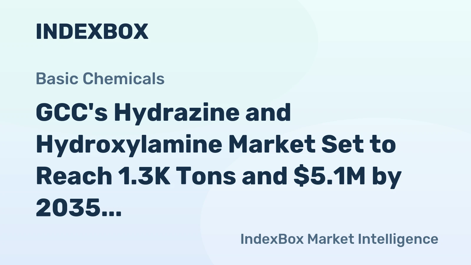 GCC's Hydrazine and Hydroxylamine Market Set to Reach 1.3K Tons and $5.1M by 2035