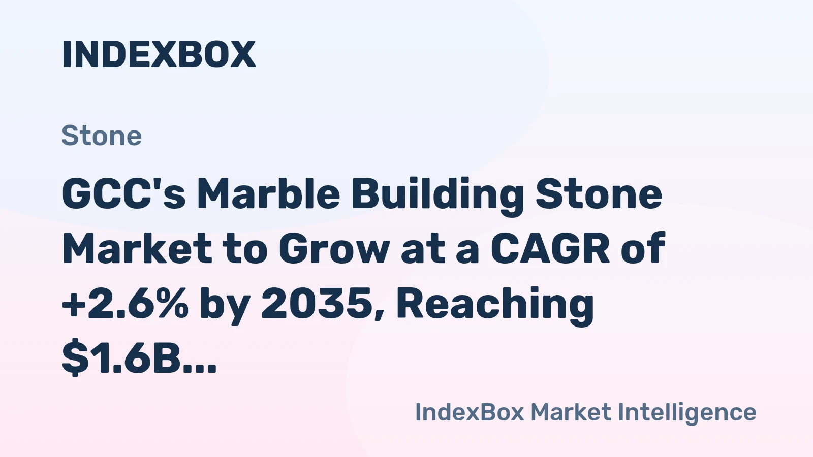 GCC's Marble Building Stone Market to Grow at a CAGR of +2.6% by 2035, Reaching $1.6B in Value