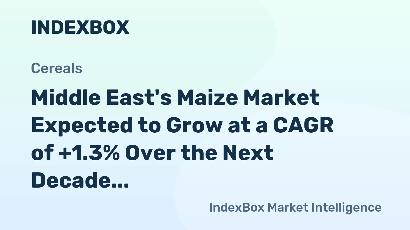 Middle East's Maize Market Expected to Grow at a CAGR of +1.3% Over the Next Decade
