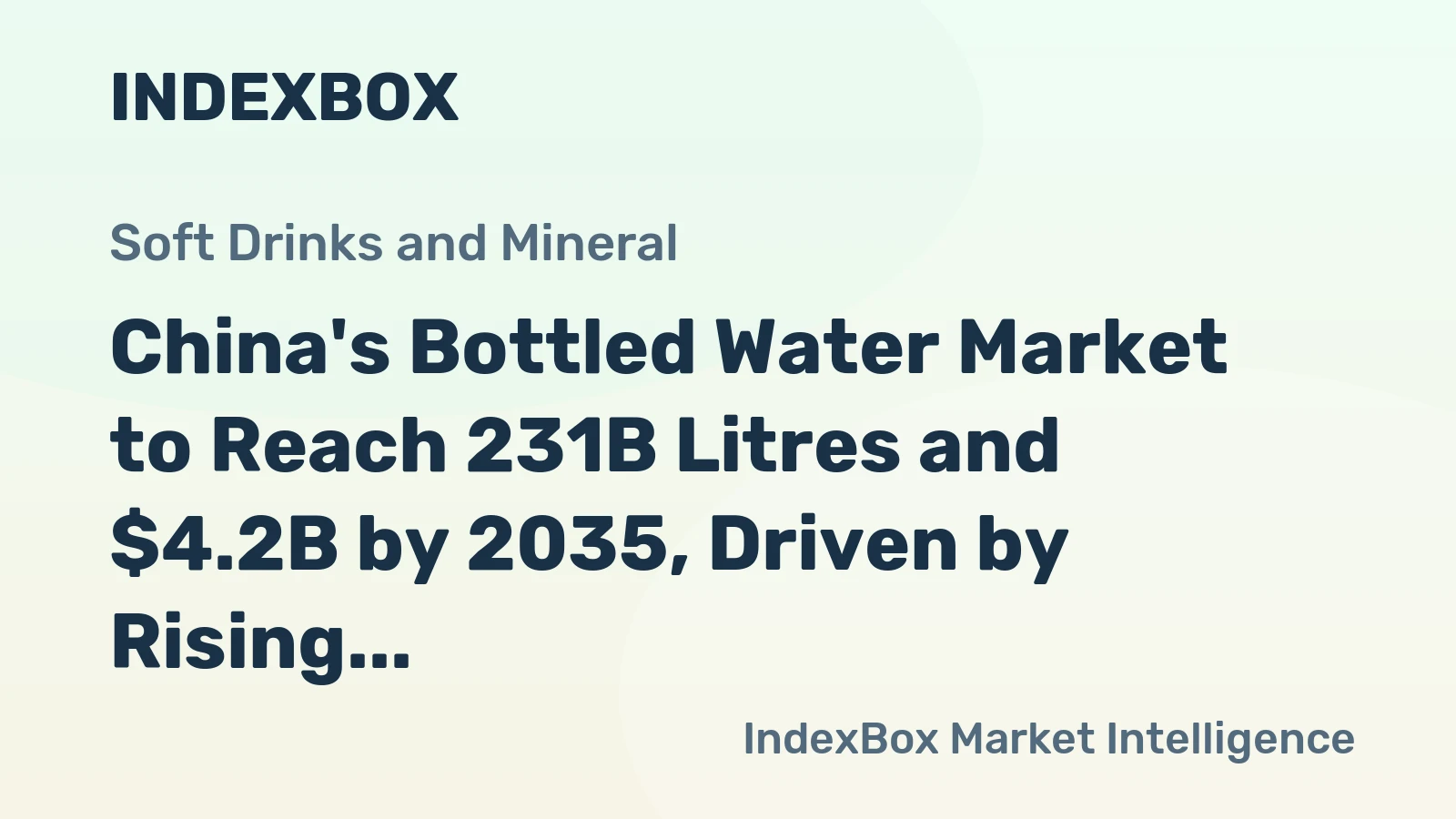 China's Bottled Water Market to Reach 231B Litres and $4.2B by 2035, Driven by Rising Demand