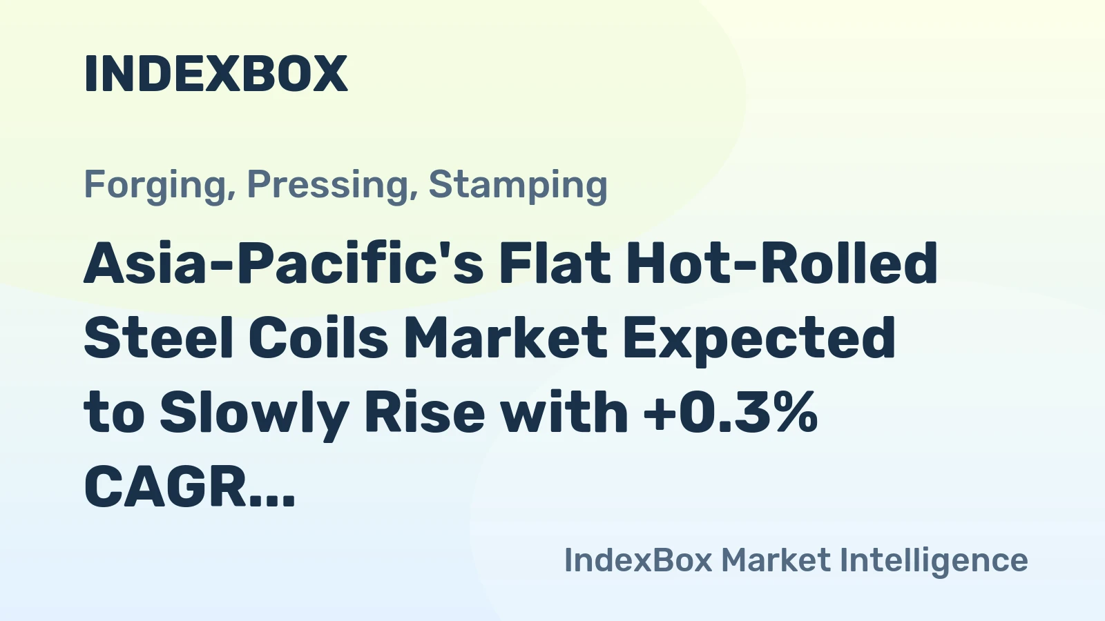 Asia-Pacific's Flat Hot-Rolled Steel Coils Market Expected to Slowly Rise with +0.3% CAGR