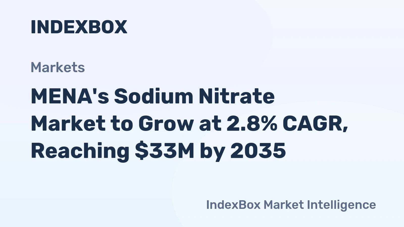 MENA's Sodium Nitrate Market to Grow at 2.8% CAGR, Reaching $33M by 2035