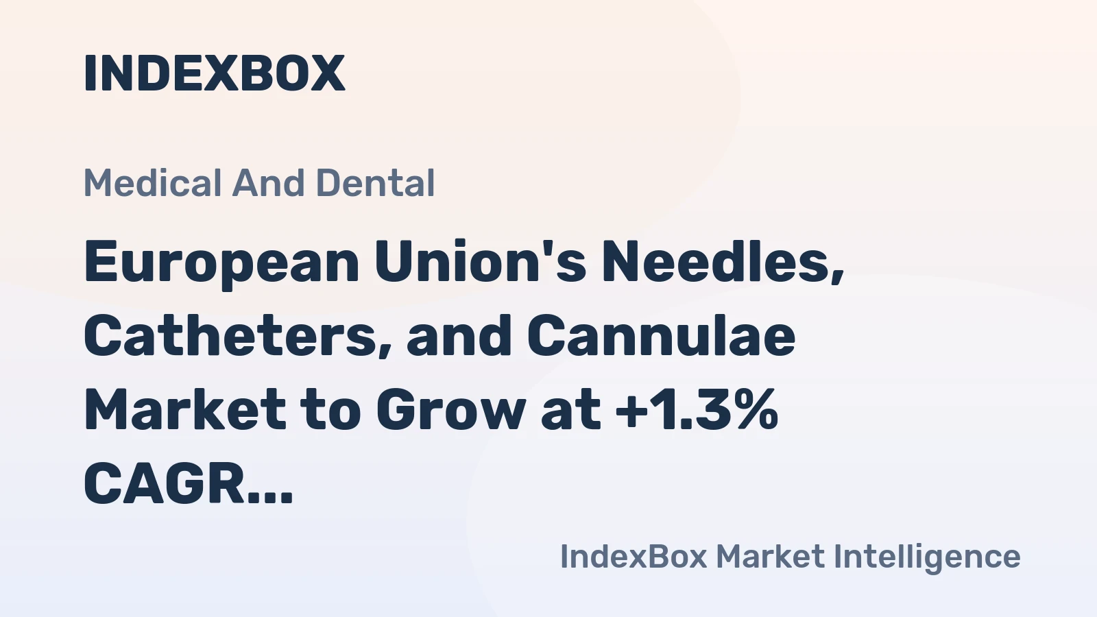 European Union's Needles, Catheters, and Cannulae Market to Grow at +1.3% CAGR, Reaching 25B Units by 2035