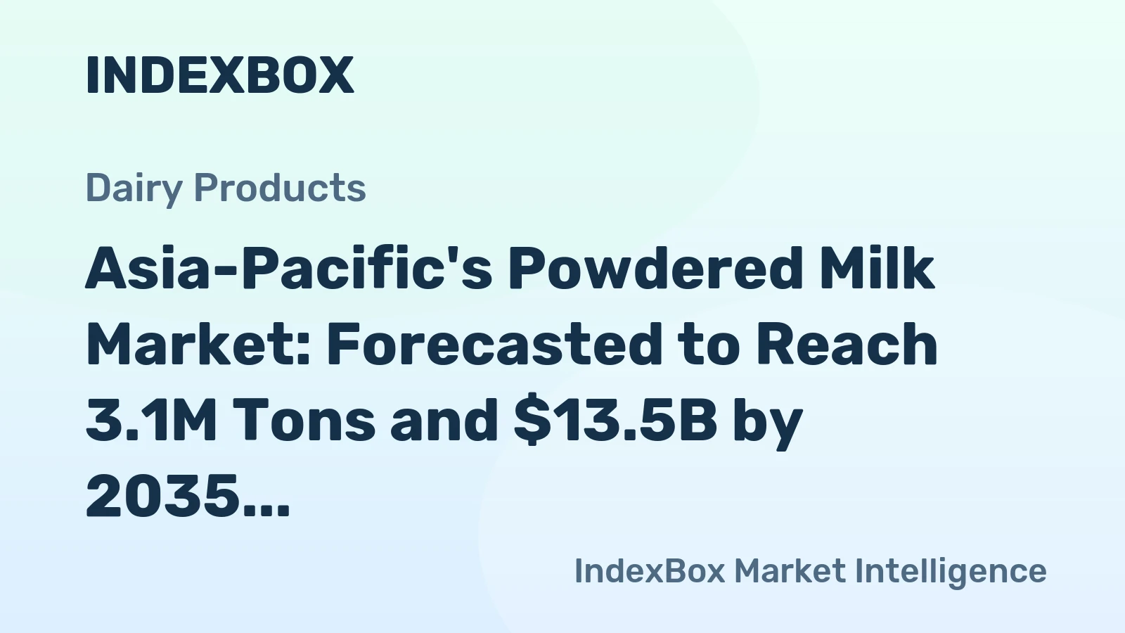 Asia-Pacific's Powdered Milk Market: Forecasted to Reach 3.1M Tons and $13.5B by 2035