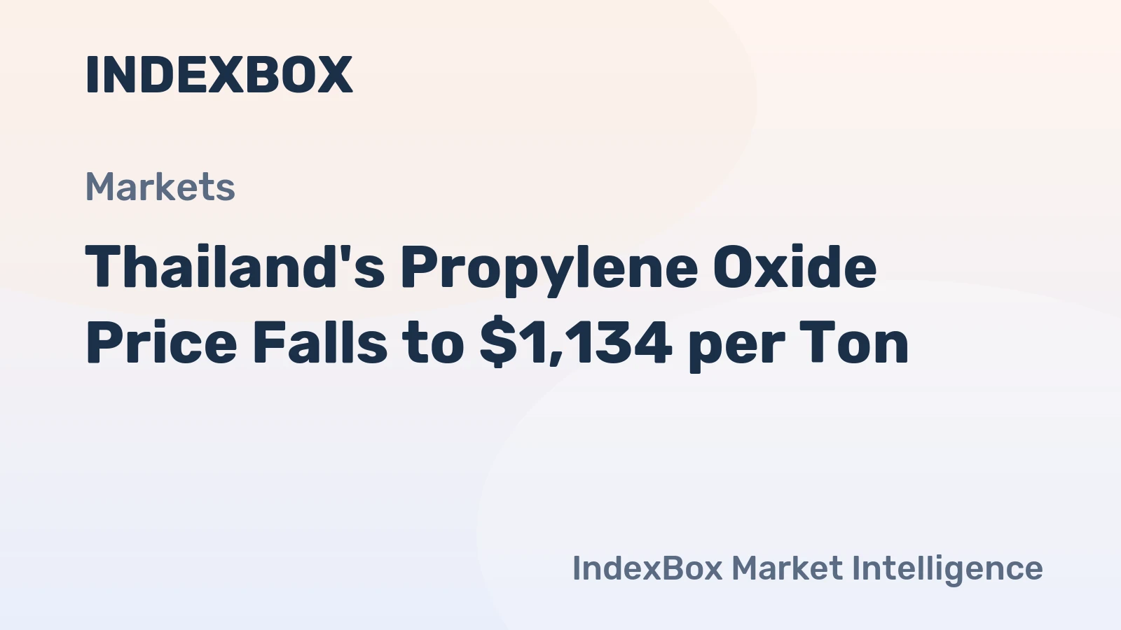 Thailand's Propylene Oxide Price Falls to $1,134 per Ton