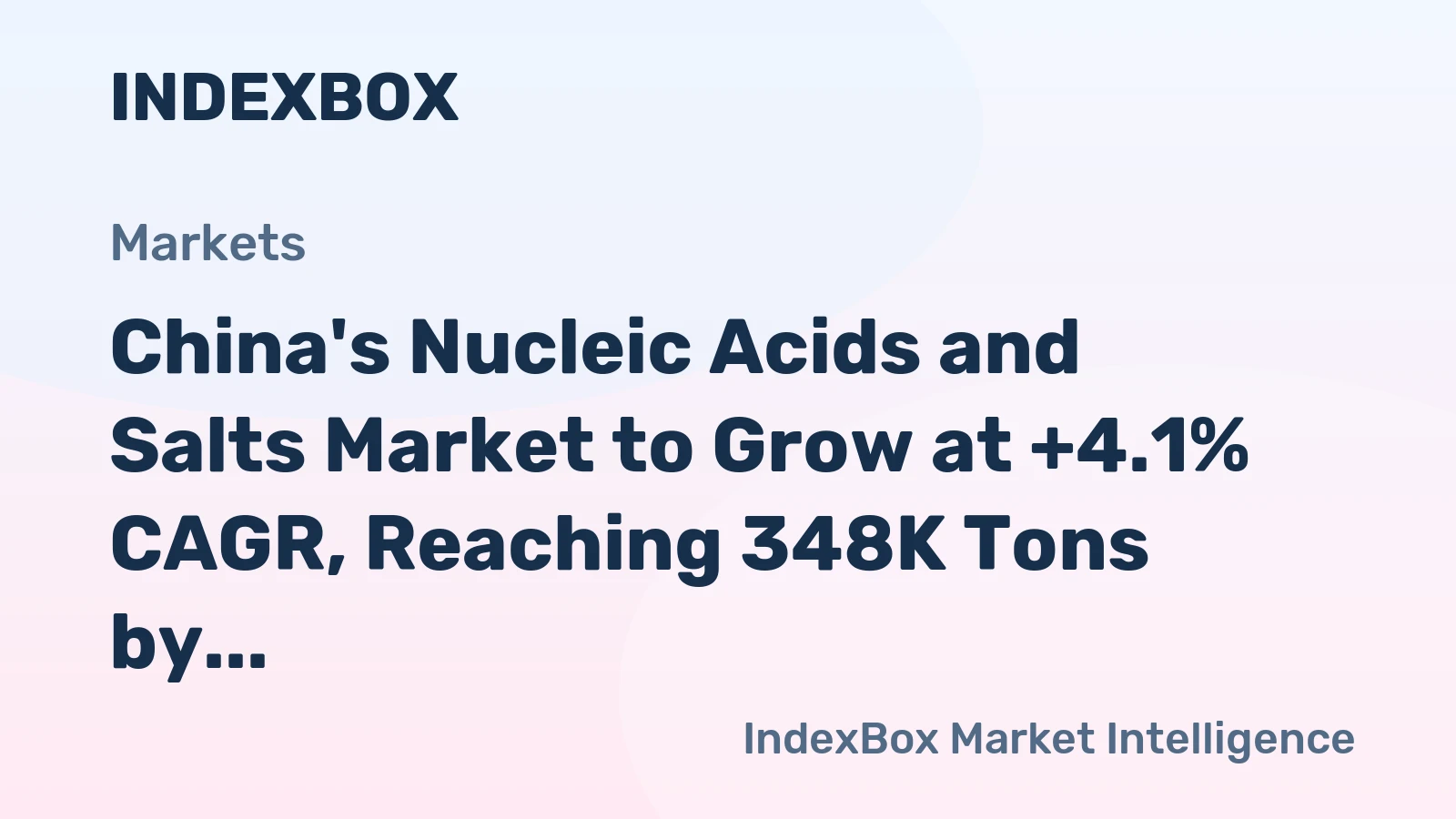 China's Nucleic Acids and Salts Market to Grow at +4.1% CAGR, Reaching 348K Tons by 2035