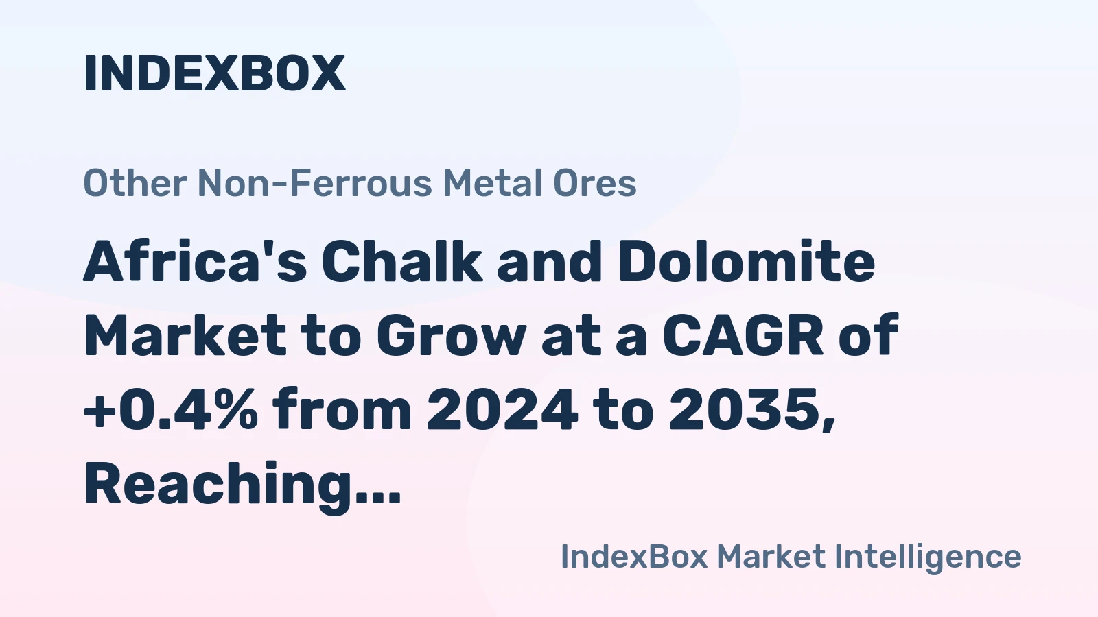 Africa's Chalk and Dolomite Market to Grow at a CAGR of +0.4% from 2024 to 2035, Reaching $3.3B by the End of 2035