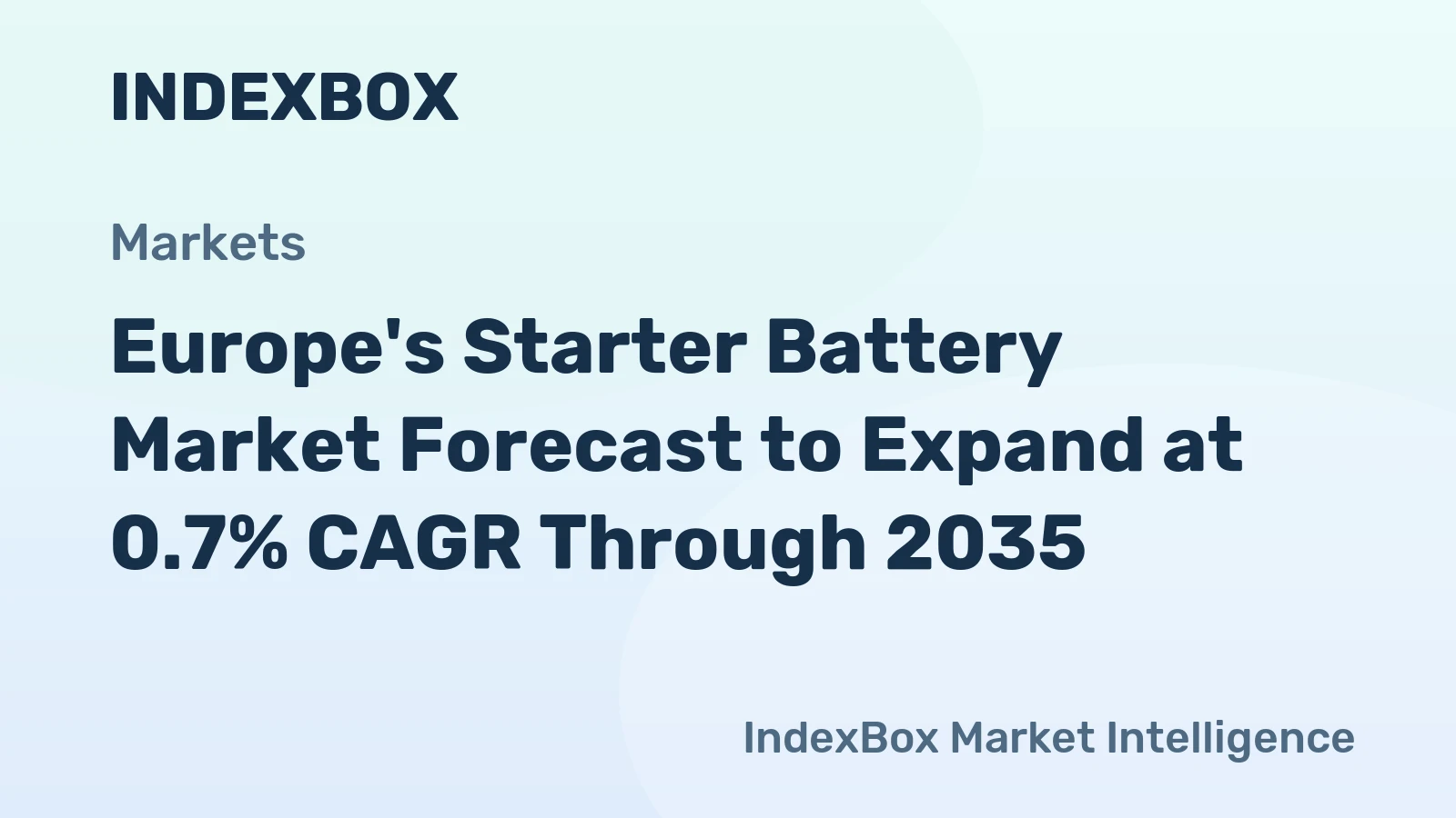 Europe's Starter Battery Market Forecast to Expand at 0.7% CAGR Through 2035