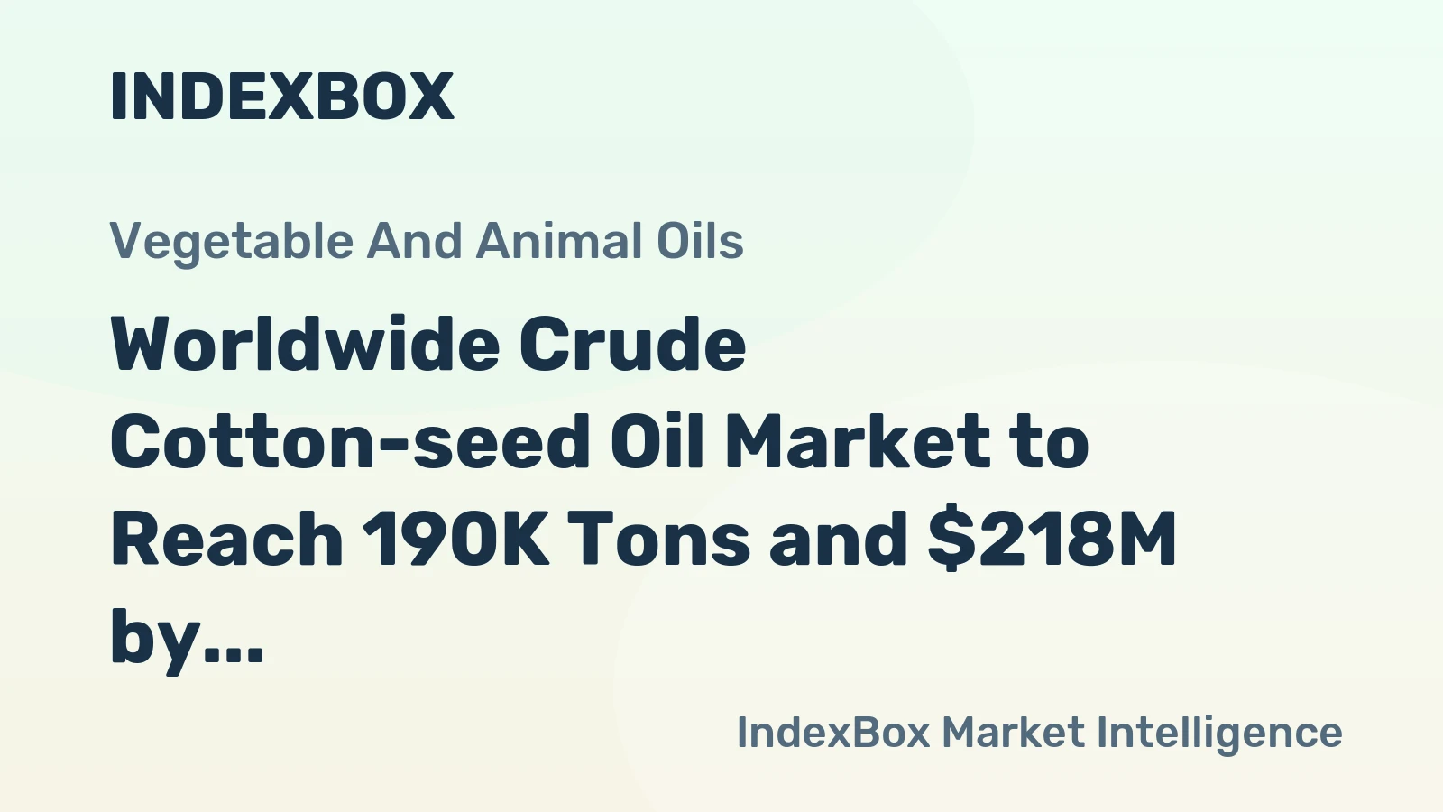 Worldwide Crude Cotton-seed Oil Market to Reach 190K Tons and $218M by 2035, Fueled by Growing Demand
