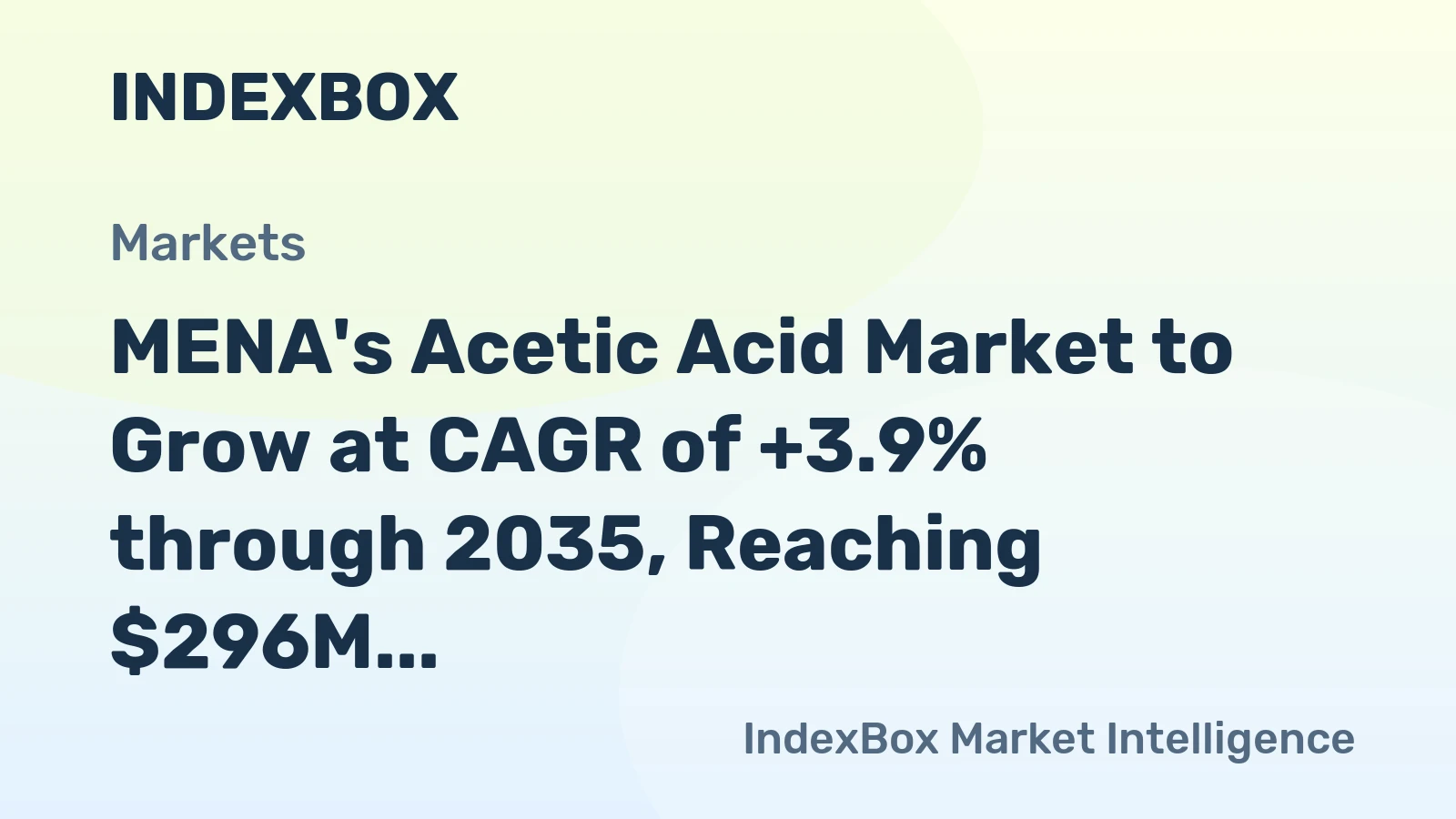 MENA's Acetic Acid Market to Grow at CAGR of +3.9% through 2035, Reaching $296M in Value