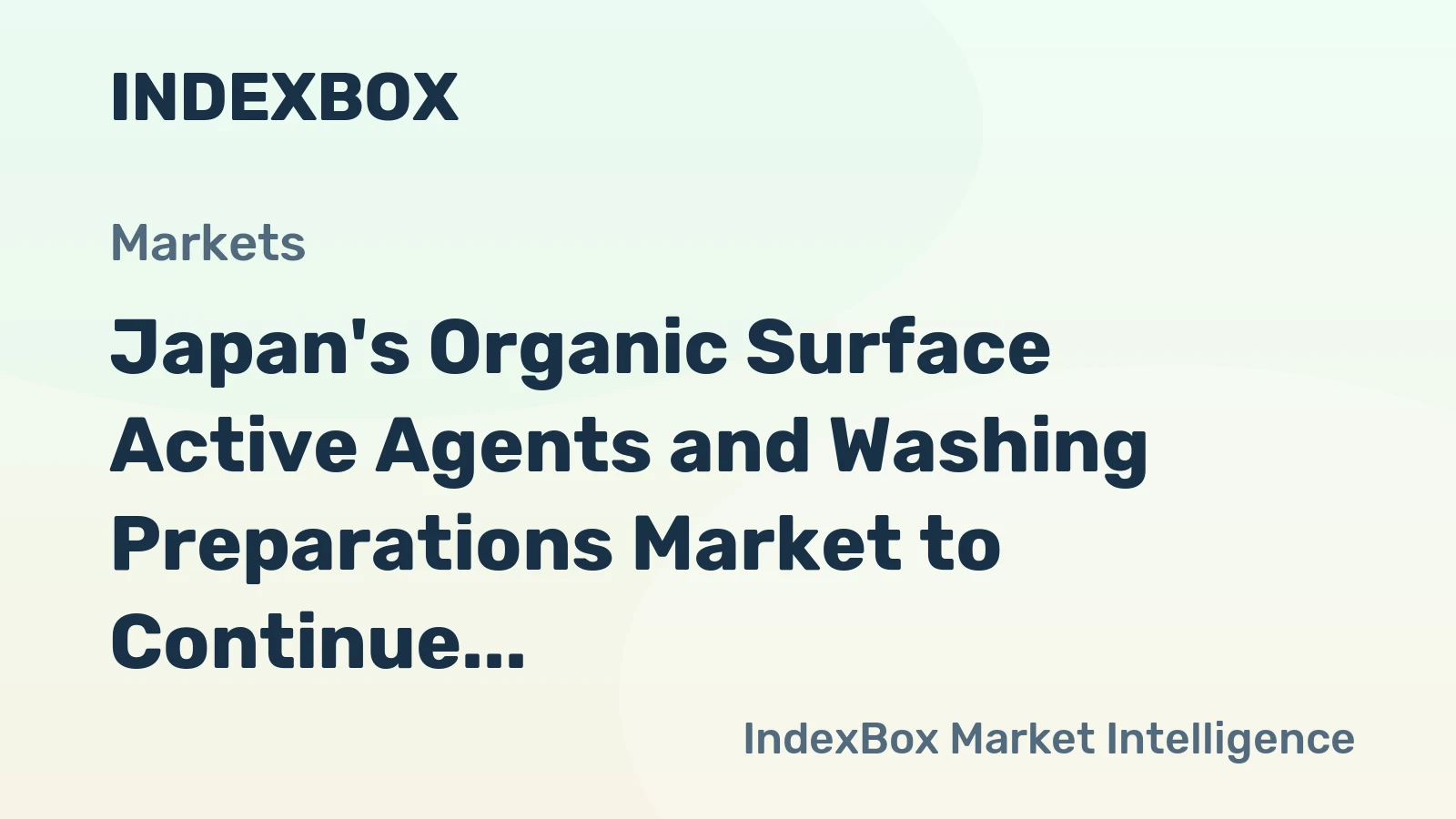 Japan's Organic Surface Active Agents and Washing Preparations Market to Continue Upward Consumption Trend with Expected CAGR of +2.3% from 2024 to 2035