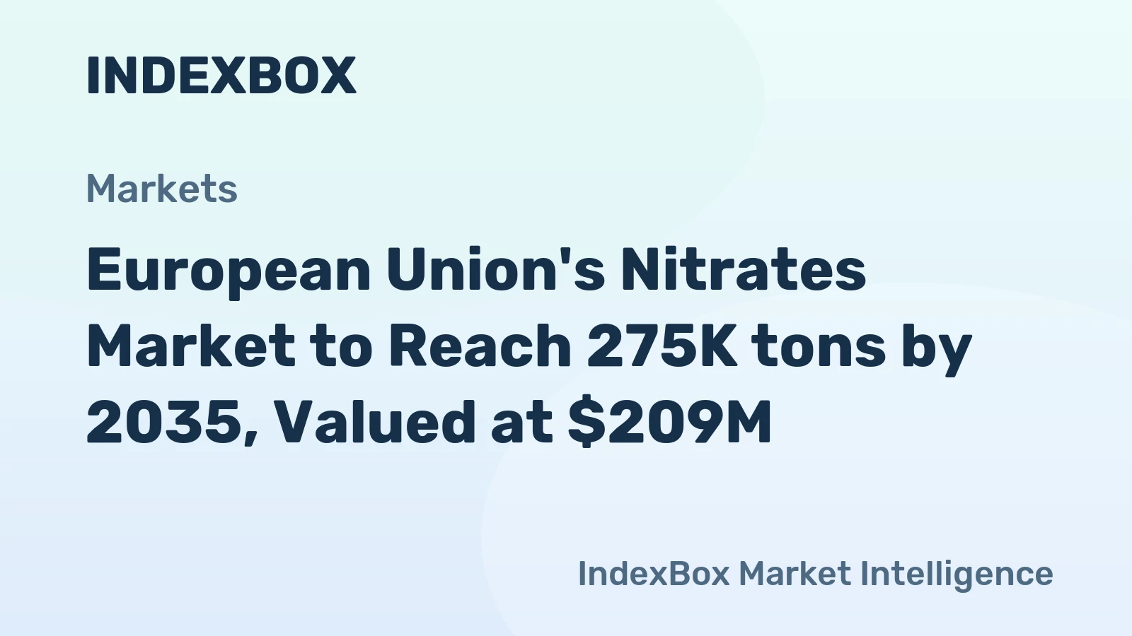 European Union's Nitrates Market to Reach 275K tons by 2035, Valued at $209M