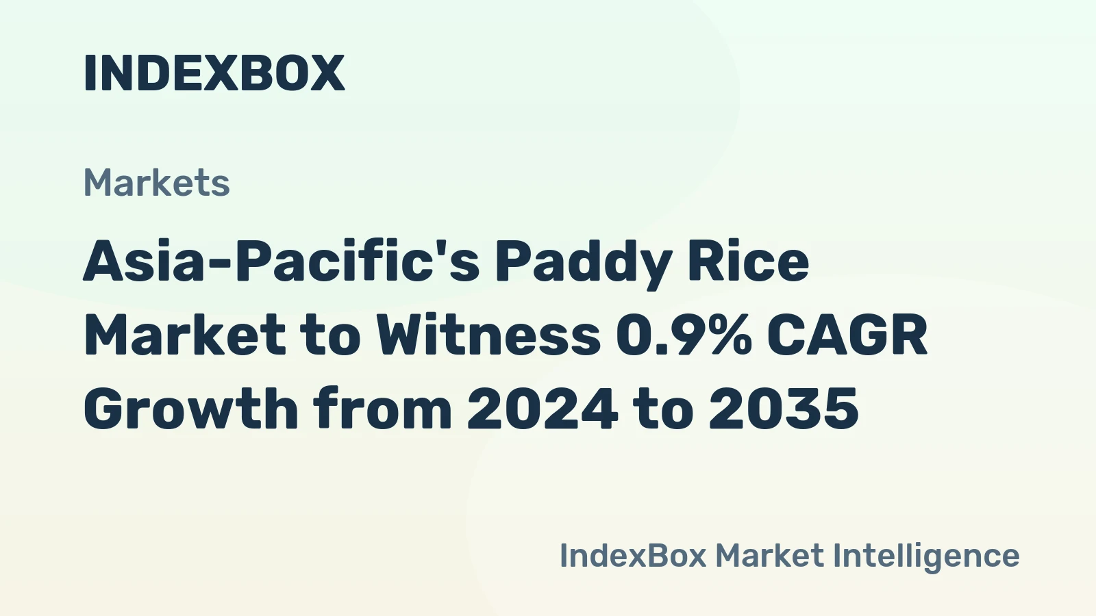 Asia-Pacific's Paddy Rice Market to Witness 0.9% CAGR Growth from 2024 to 2035
