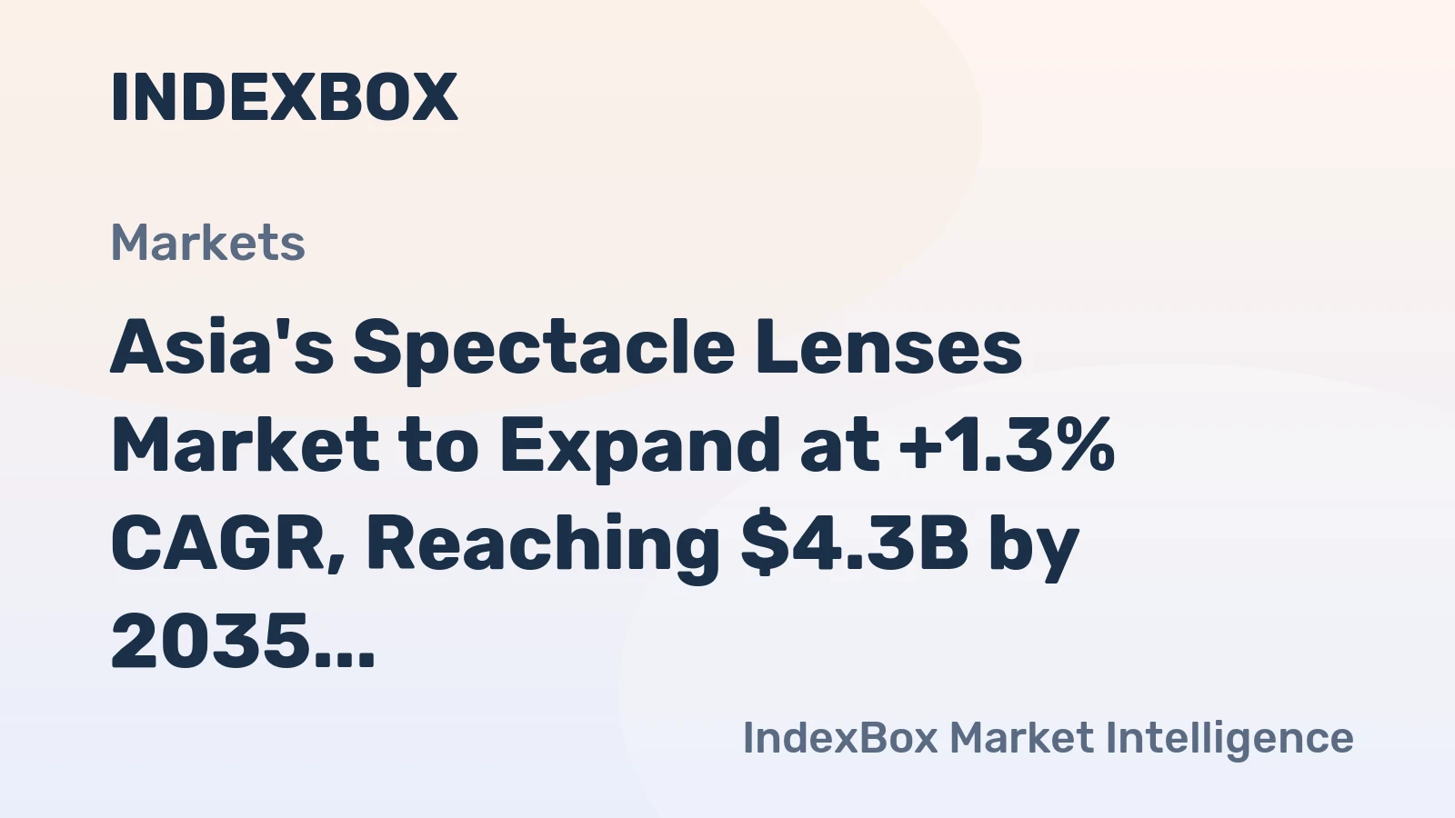 Asia's Spectacle Lenses Market to Expand at +1.3% CAGR, Reaching $4.3B by 2035