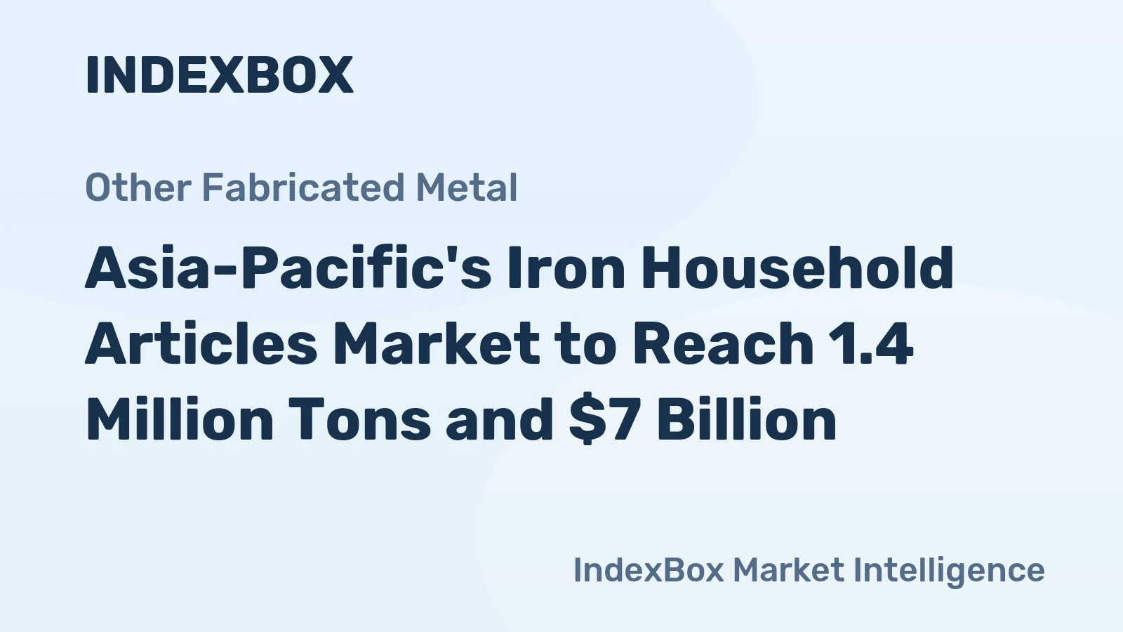 Asia-Pacific's Iron Household Articles Market to Reach 1.4 Million Tons and $7 Billion