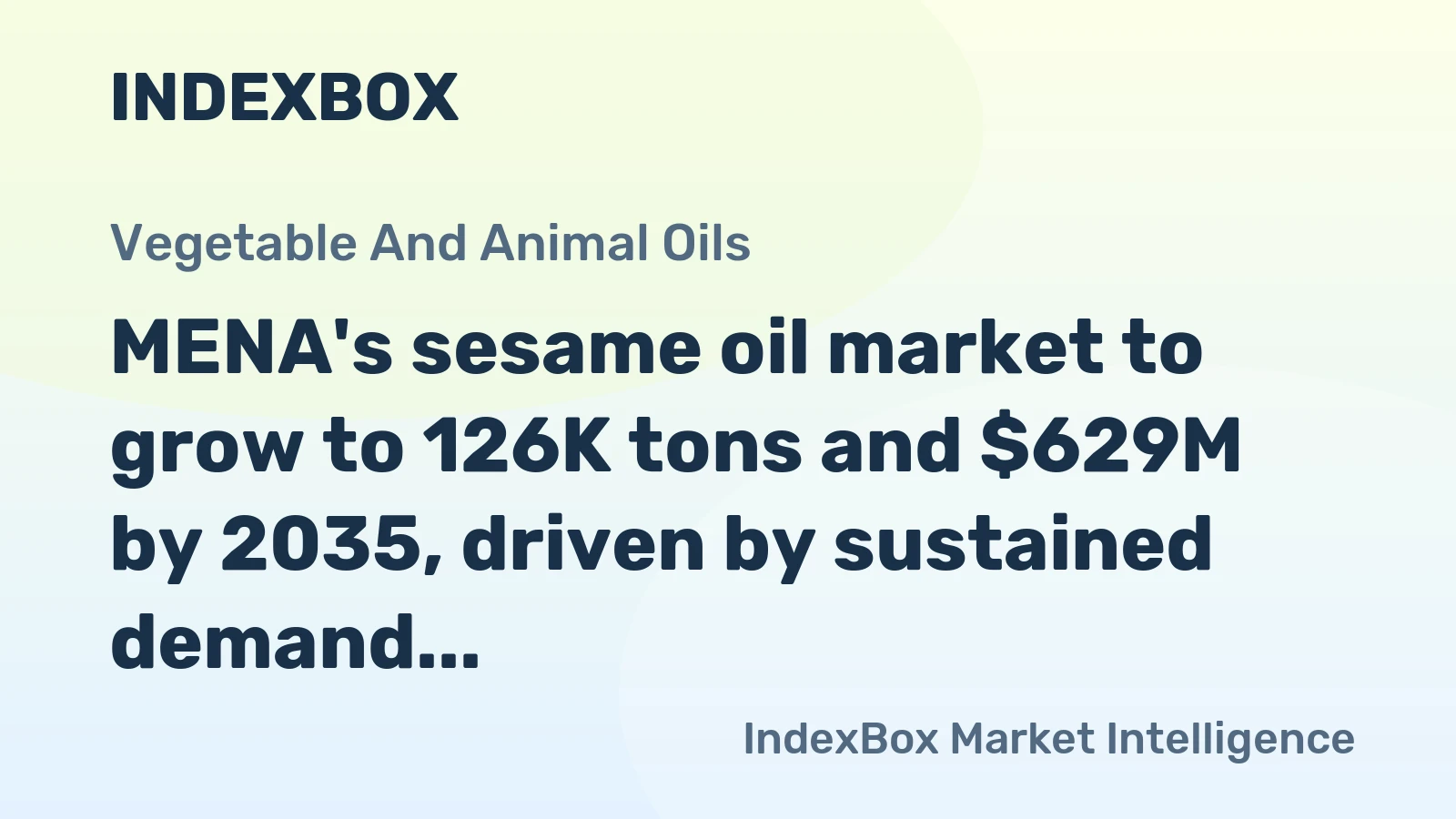 MENA's sesame oil market to grow to 126K tons and $629M by 2035, driven by sustained demand.