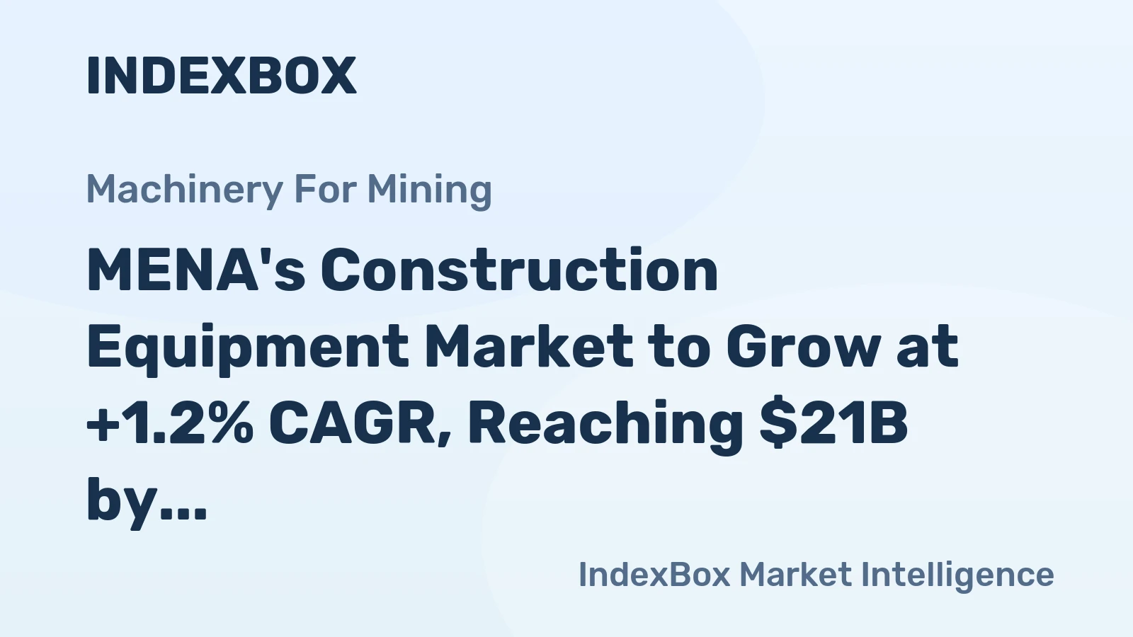 MENA's Construction Equipment Market to Grow at +1.2% CAGR, Reaching $21B by 2035