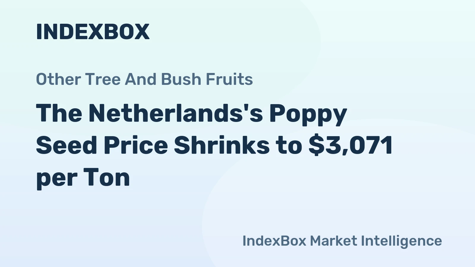 The Netherlands's Poppy Seed Price Shrinks to $3,071 per Ton