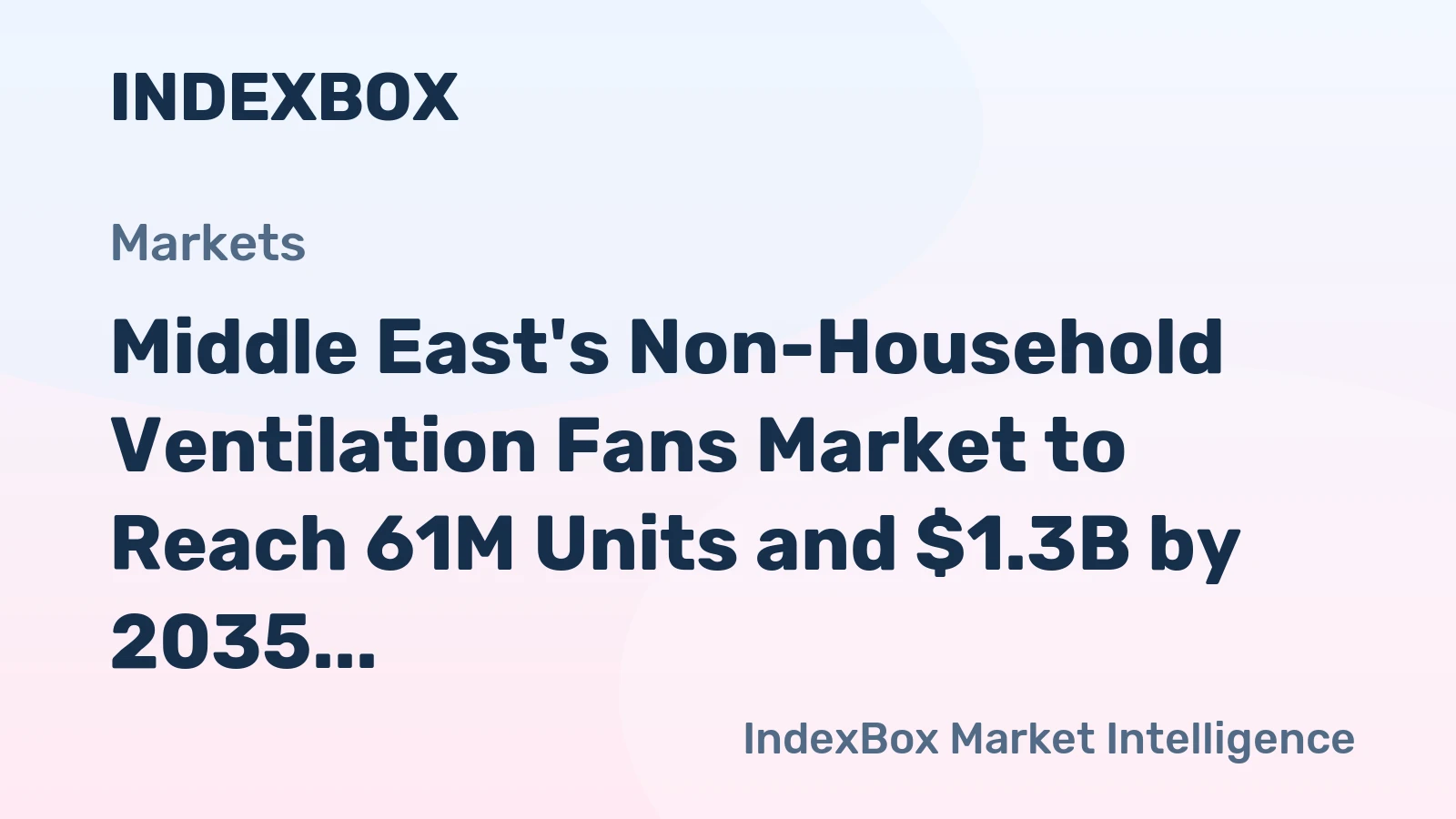 Middle East's Non-Household Ventilation Fans Market to Reach 61M Units and $1.3B by 2035