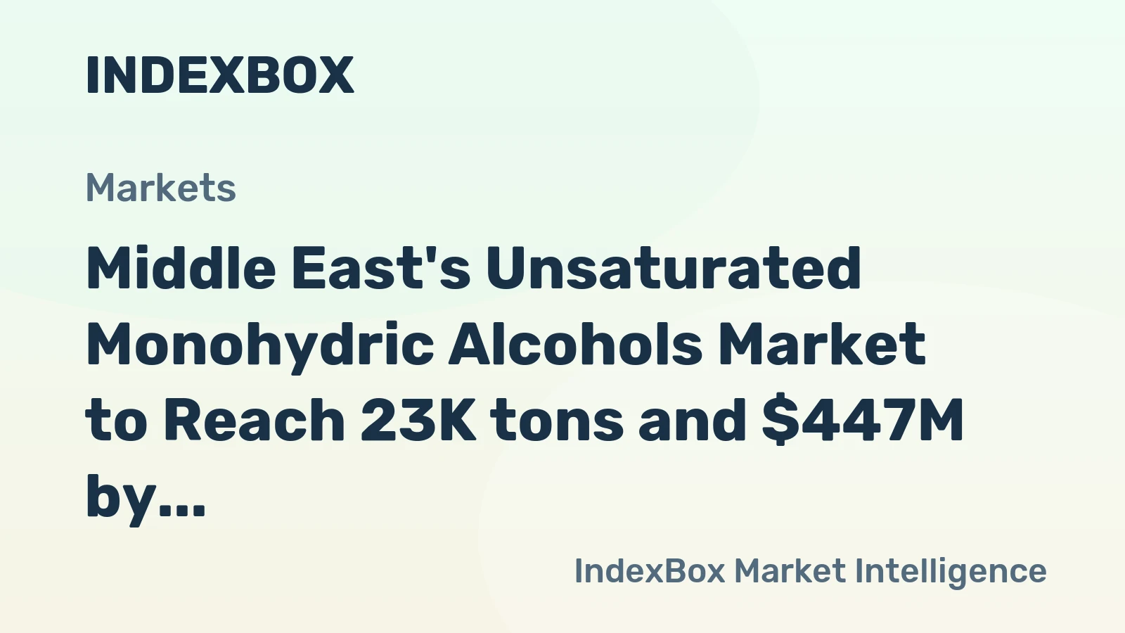 Middle East's Unsaturated Monohydric Alcohols Market to Reach 23K tons and $447M by 2035
