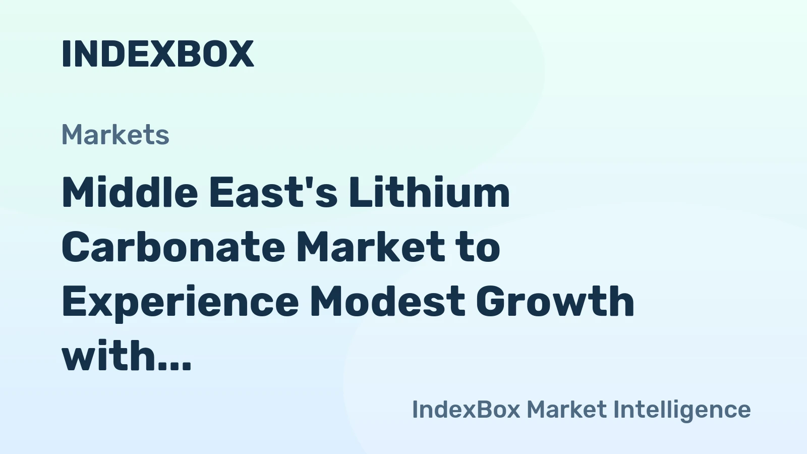 Middle East's Lithium Carbonate Market to Experience Modest Growth with CAGR of +1.0% Over Next Decade