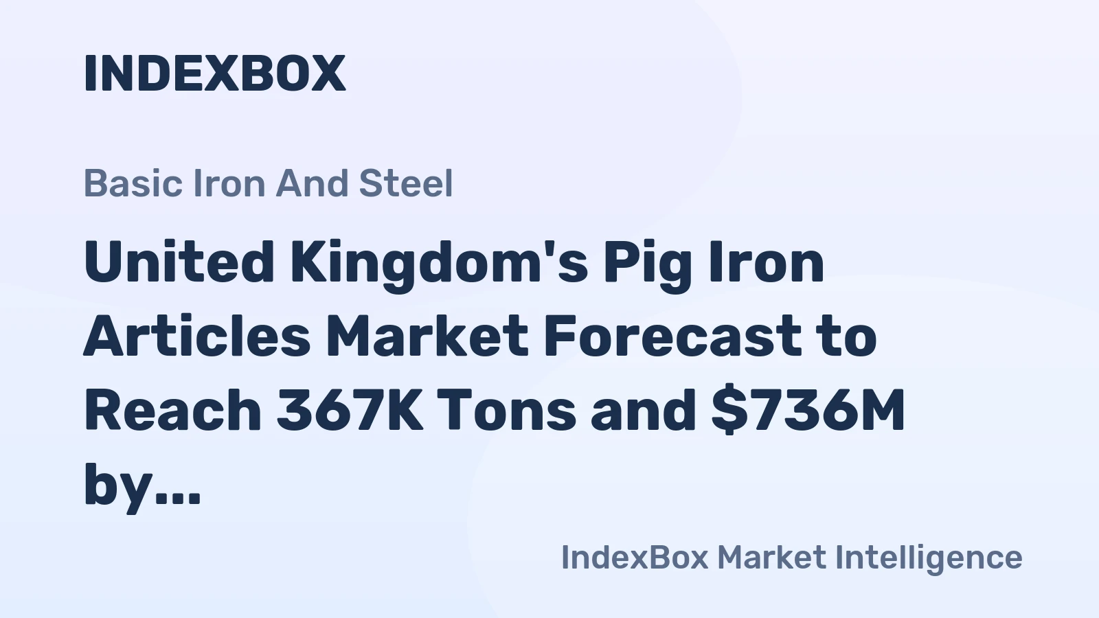 United Kingdom's Pig Iron Articles Market Forecast to Reach 367K Tons and $736M by 2035