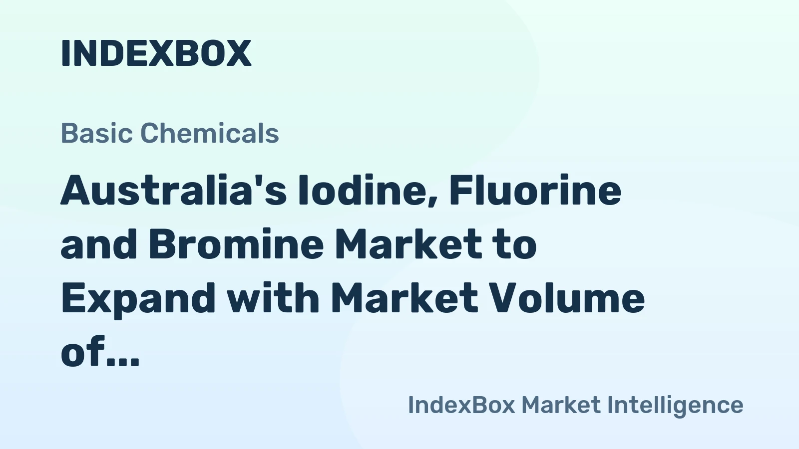 Australia's Iodine, Fluorine and Bromine Market to Expand with Market Volume of 78 tons and Market Value of $5.7M by 2035