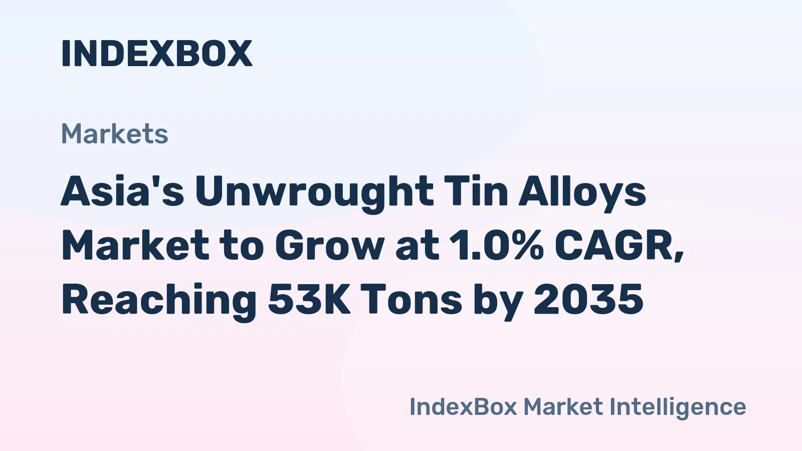 Asia's Unwrought Tin Alloys Market to Grow at 1.0% CAGR, Reaching 53K Tons by 2035
