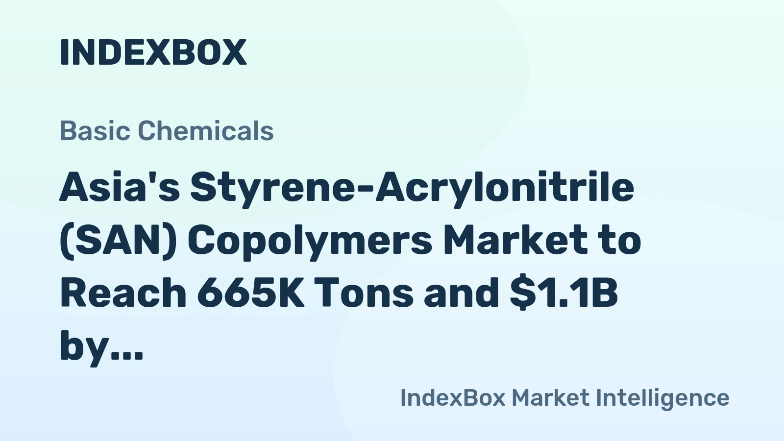 Asia's Styrene-Acrylonitrile (SAN) Copolymers Market to Reach 665K Tons and $1.1B by 2035