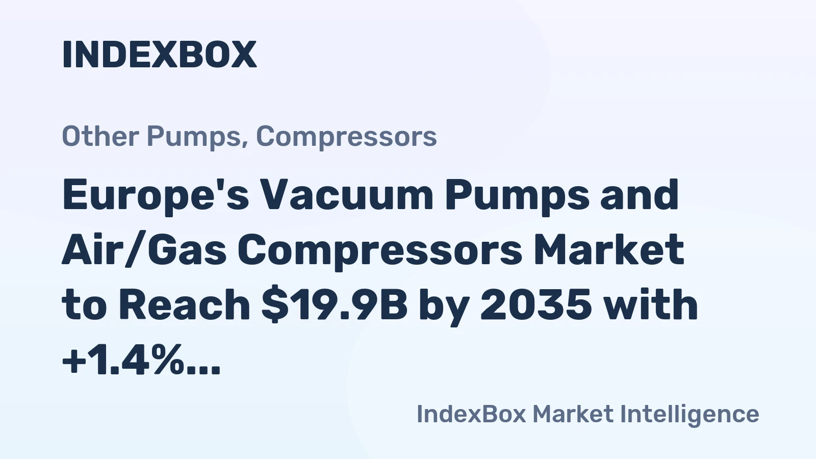 Europe's Vacuum Pumps and Air/Gas Compressors Market to Reach $19.9B by 2035 with +1.4% CAGR