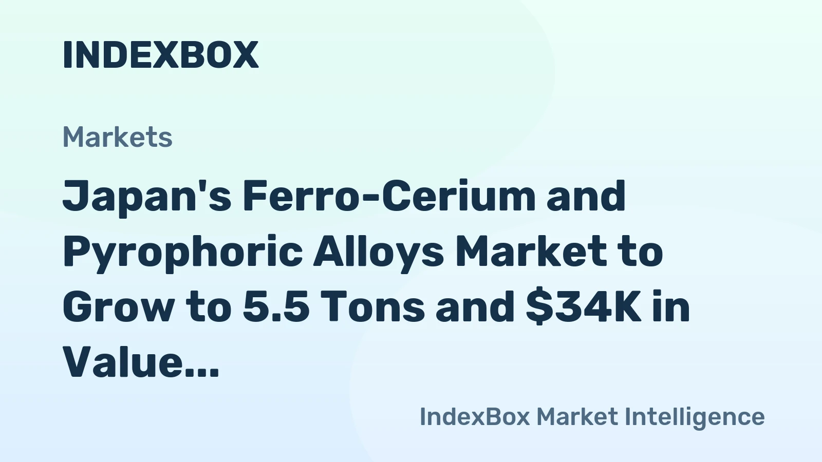 Japan's Ferro-Cerium and Pyrophoric Alloys Market to Grow to 5.5 Tons and $34K in Value by 2035