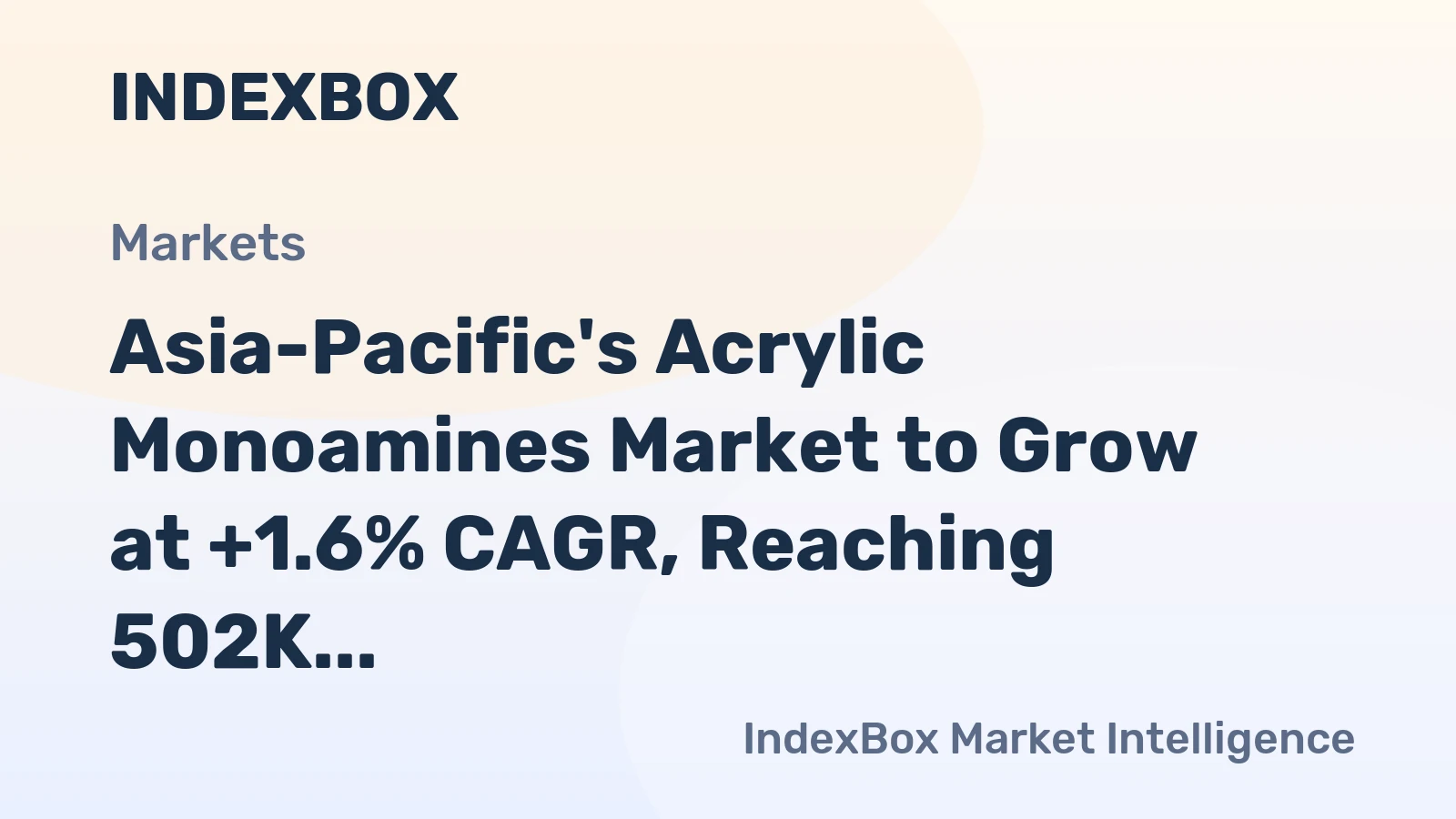 Asia-Pacific's Acrylic Monoamines Market to Grow at +1.6% CAGR, Reaching 502K Tons by 2035