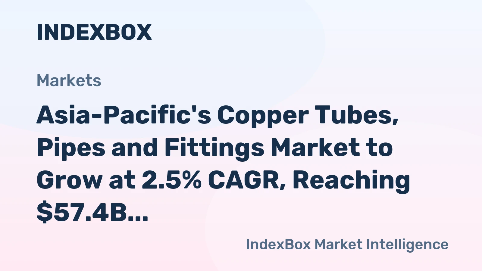 Asia-Pacific's Copper Tubes, Pipes and Fittings Market to Grow at 2.5% CAGR, Reaching $57.4B by 2035