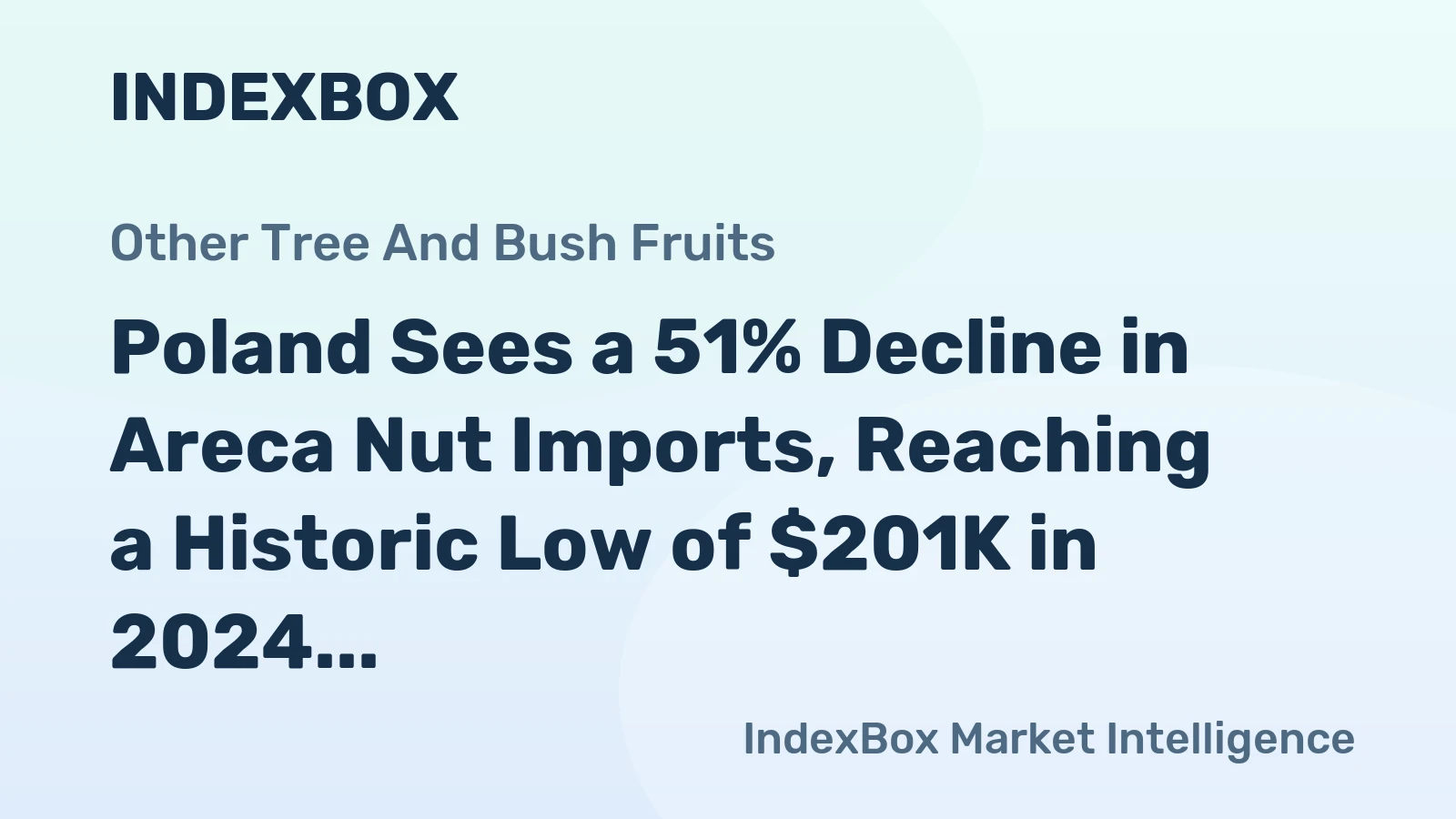 Poland Sees a 51% Decline in Areca Nut Imports, Reaching a Historic Low of $201K in 2024