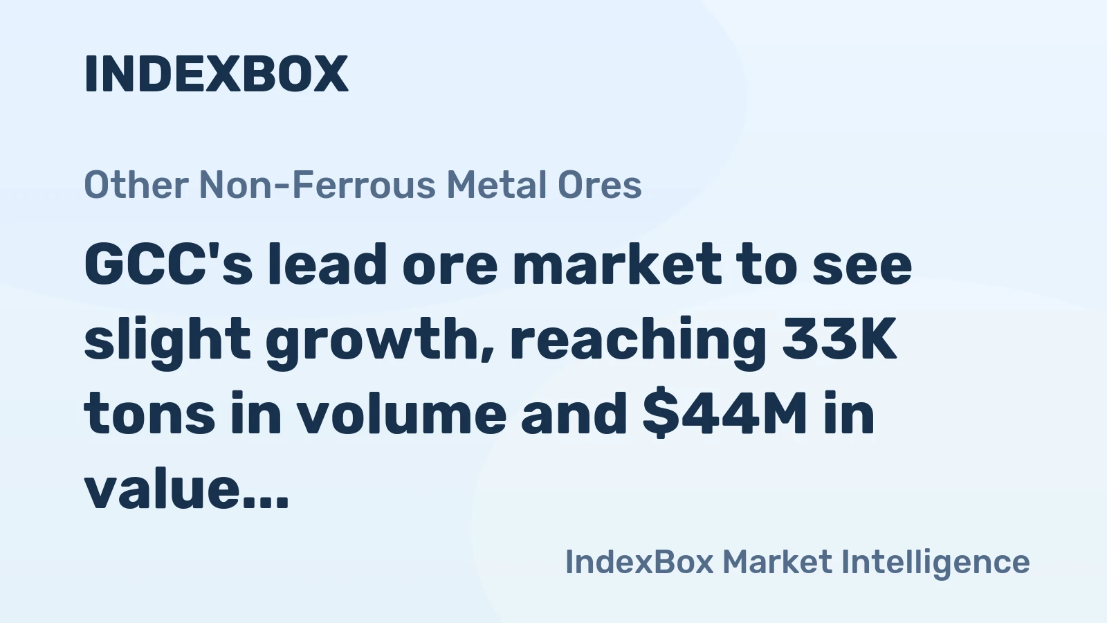GCC's lead ore market to see slight growth, reaching 33K tons in volume and $44M in value by 2035