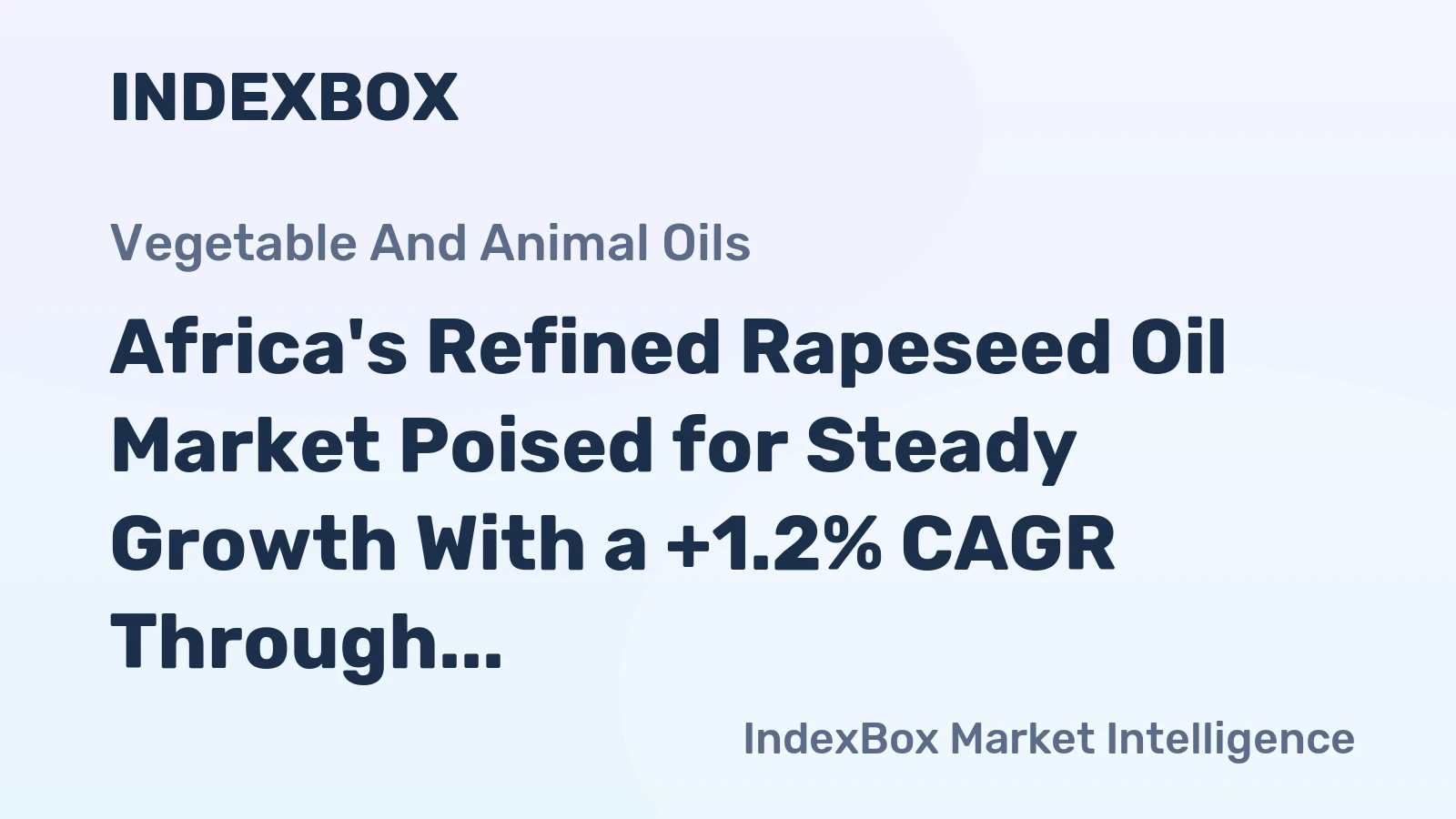 Africa's Refined Rapeseed Oil Market Poised for Steady Growth With a +1.2% CAGR Through 2035