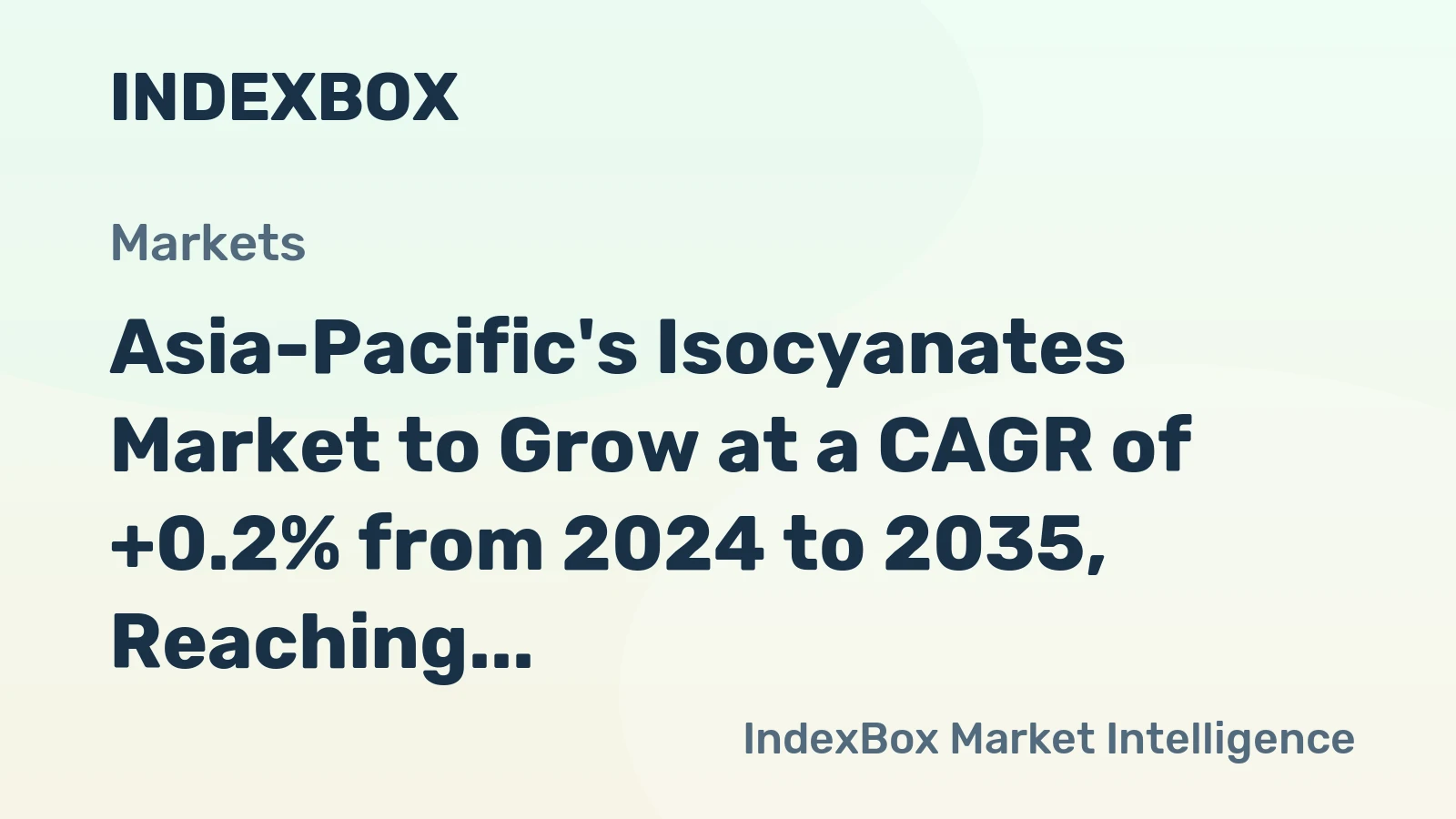 Asia-Pacific's Isocyanates Market to Grow at a CAGR of +0.2% from 2024 to 2035, Reaching 6.6M Tons