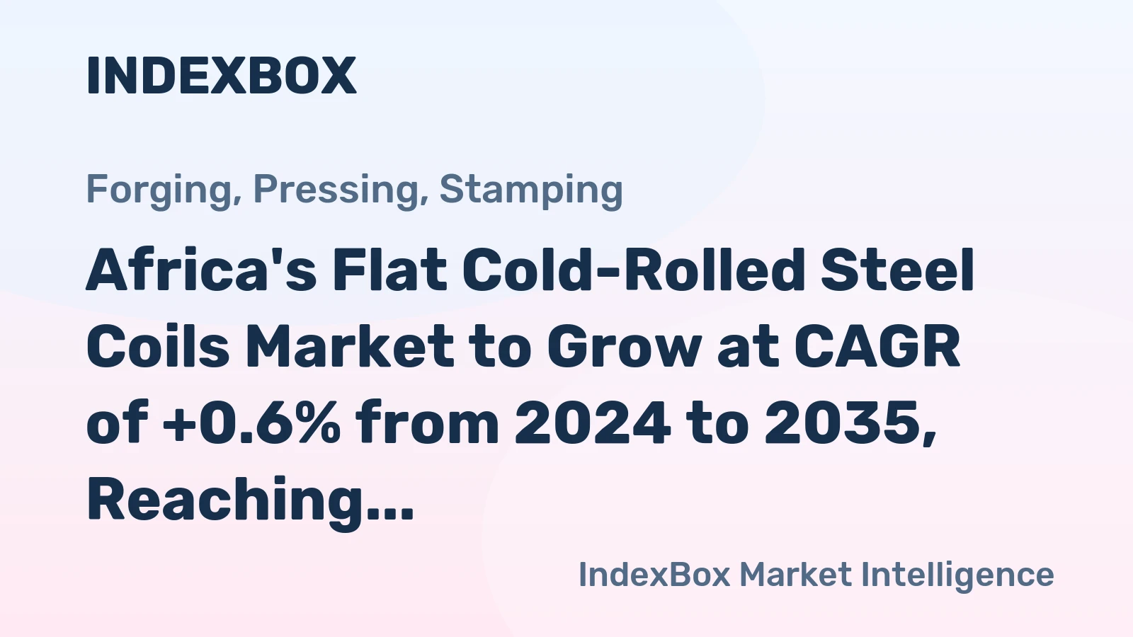 Africa's Flat Cold-Rolled Steel Coils Market to Grow at CAGR of +0.6% from 2024 to 2035, Reaching $2.4B by End of Period