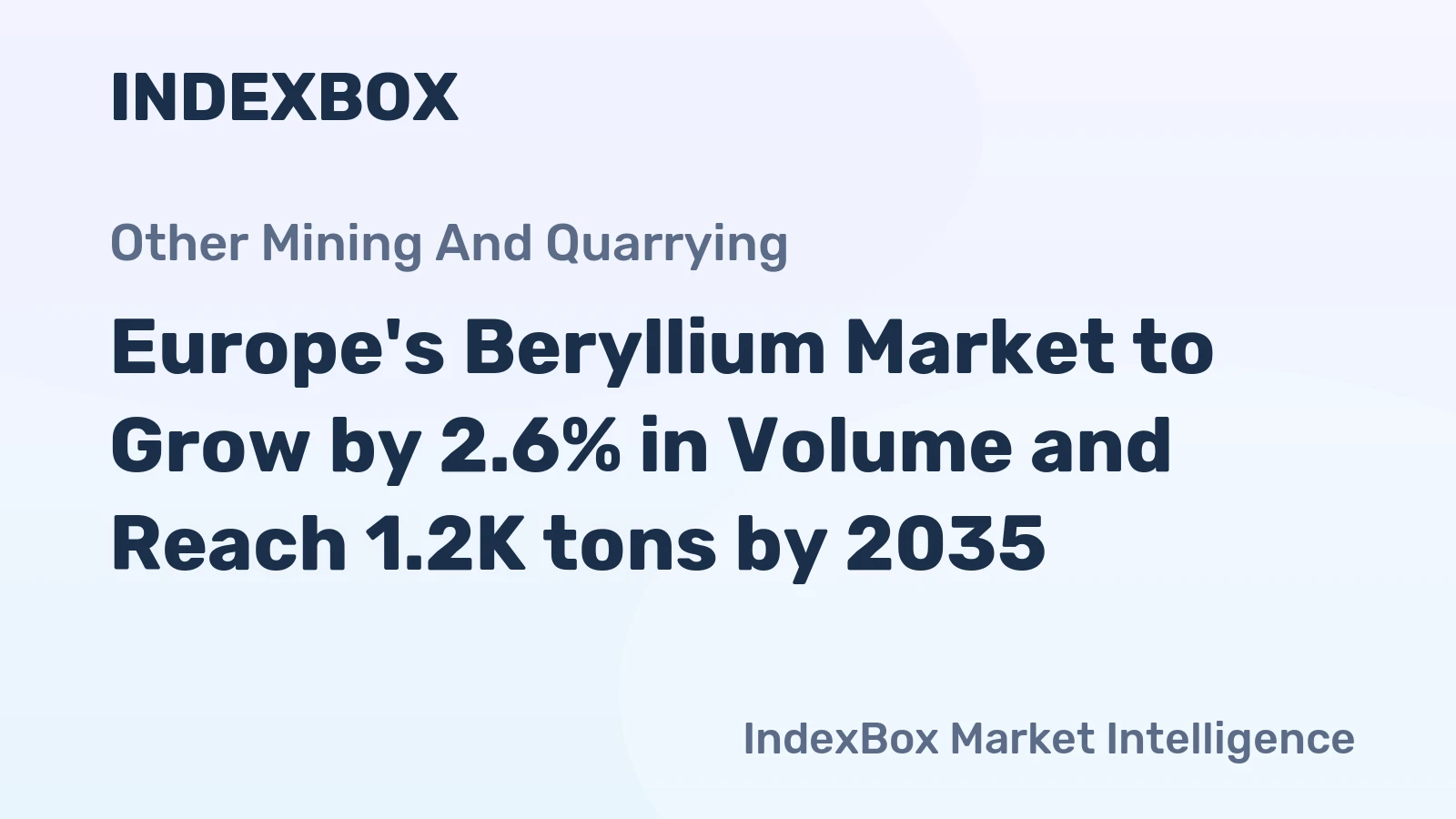 Europe's Beryllium Market to Grow by 2.6% in Volume and Reach 1.2K tons by 2035