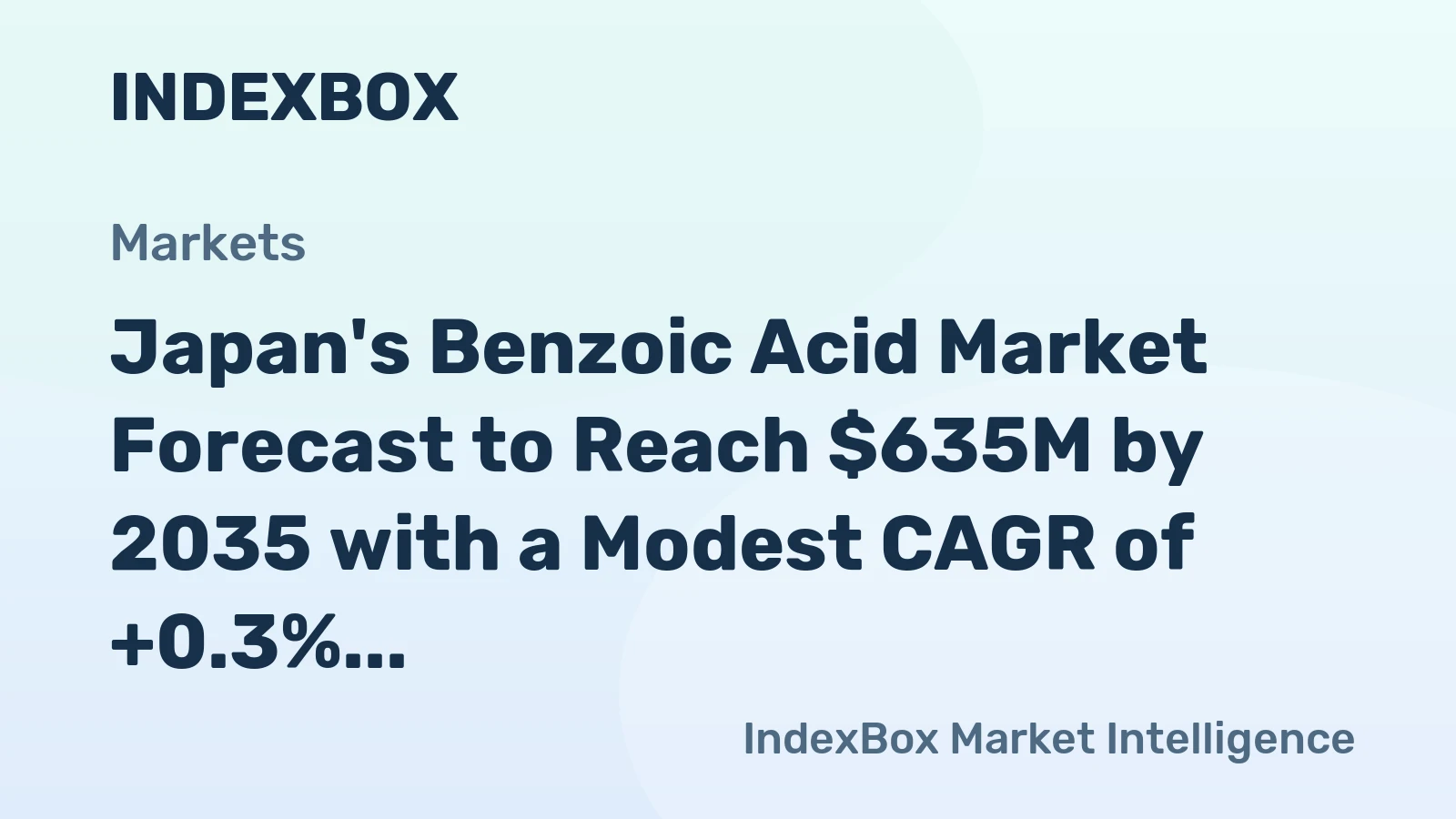 Japan's Benzoic Acid Market Forecast to Reach $635M by 2035 with a Modest CAGR of +0.3%