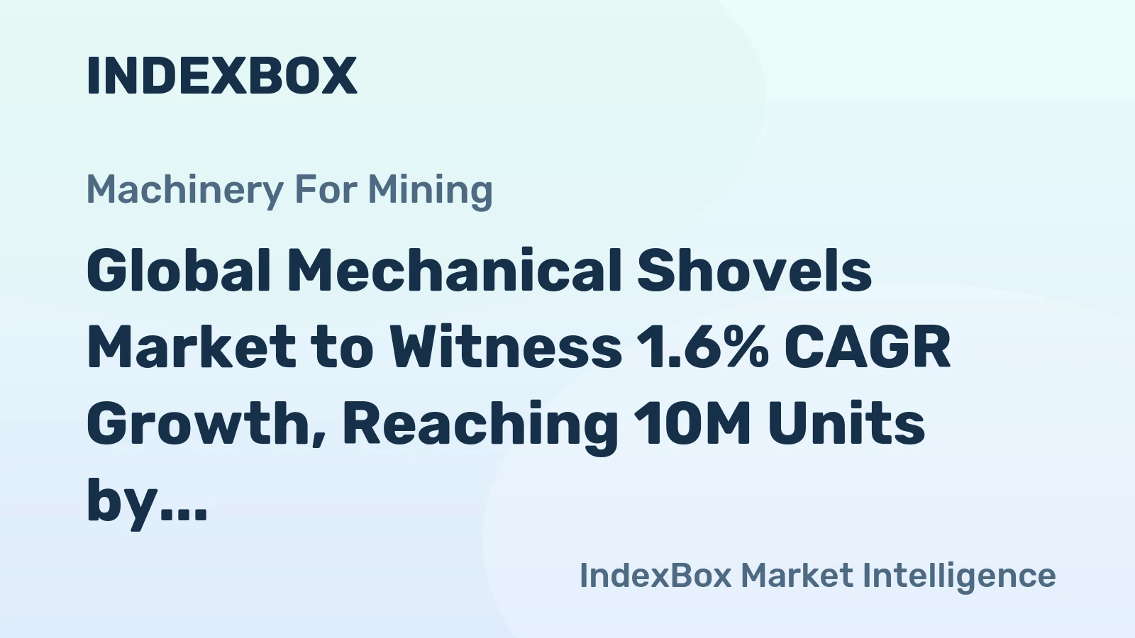 Global Mechanical Shovels Market to Witness 1.6% CAGR Growth, Reaching 10M Units by 2035