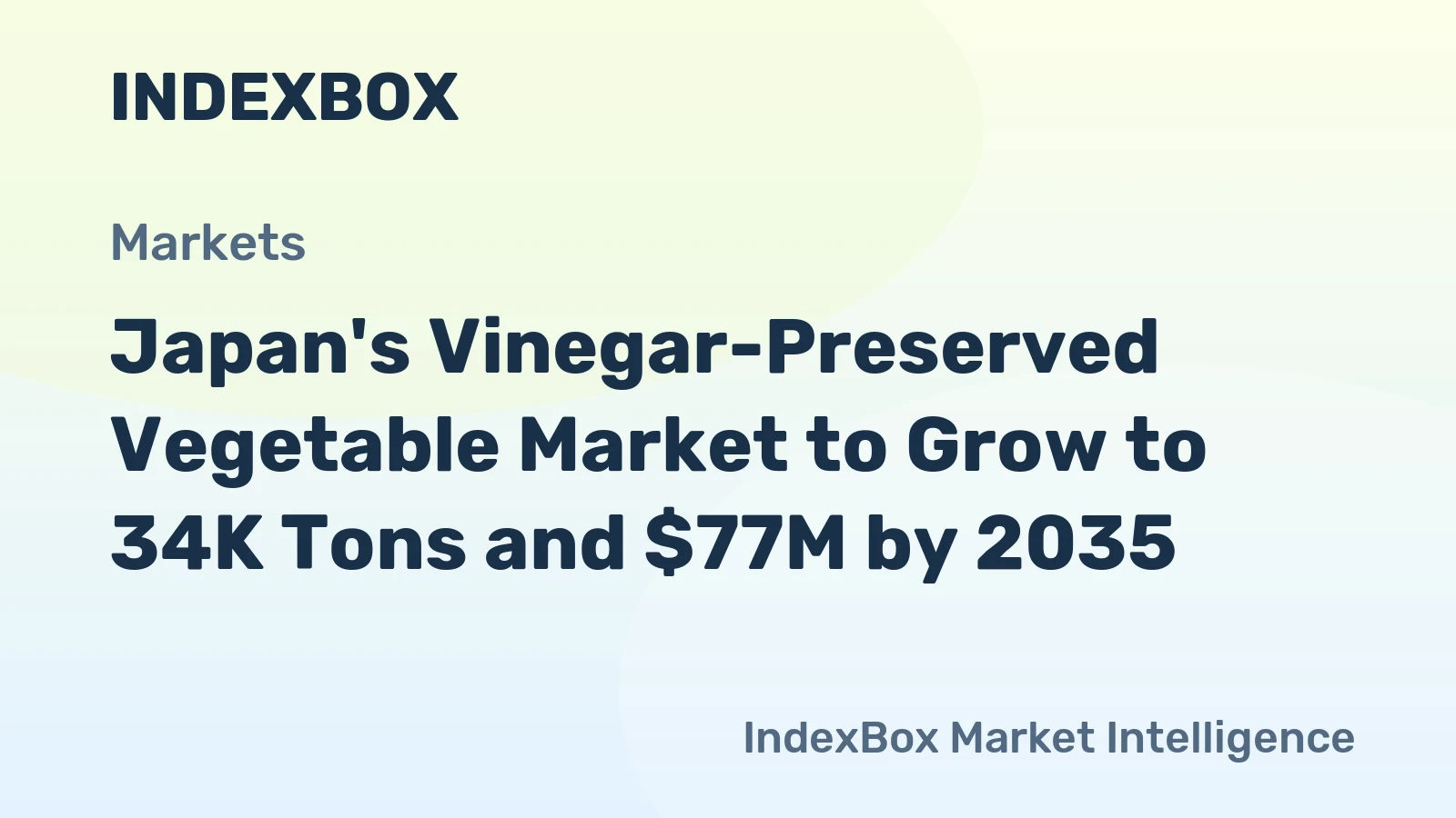 Japan's Vinegar-Preserved Vegetable Market to Grow to 34K Tons and $77M by 2035