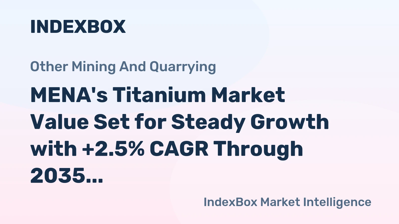 MENA's Titanium Market Value Set for Steady Growth with +2.5% CAGR Through 2035